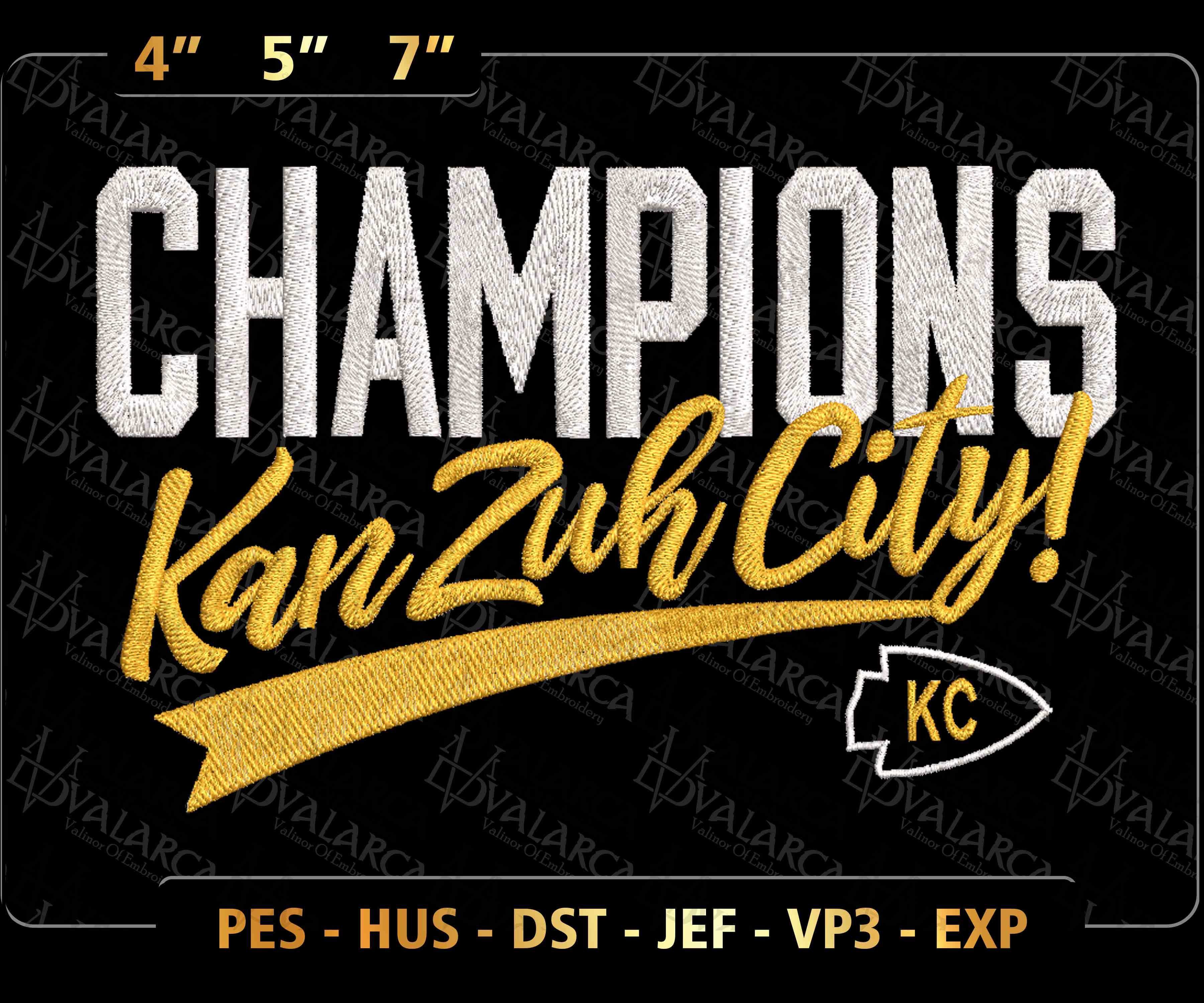 Kansas City Champion Football Logo Embroidery Design, NFL Ka | Inspire ...
