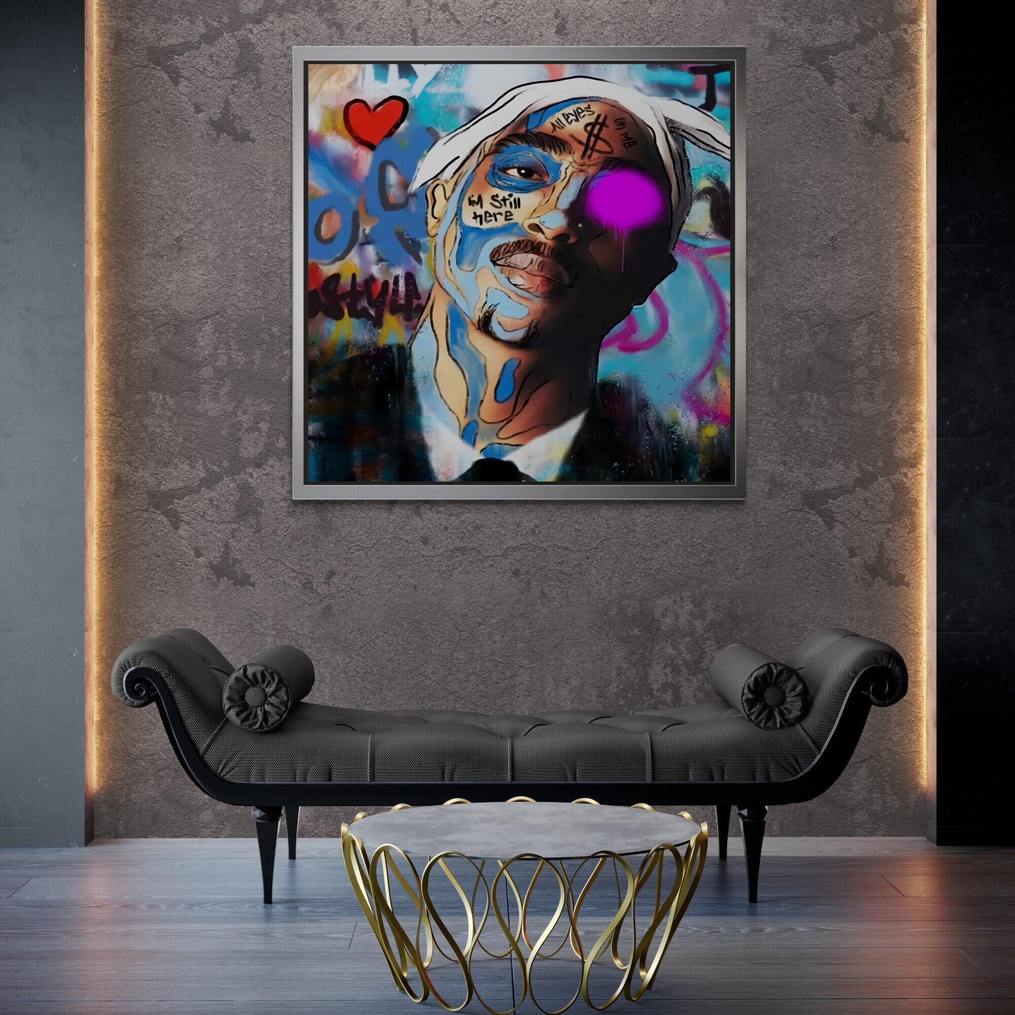 2Pac Wall Art, Tupac Framed Canvas, Rapper Artwork, Old Scho | Inspire ...