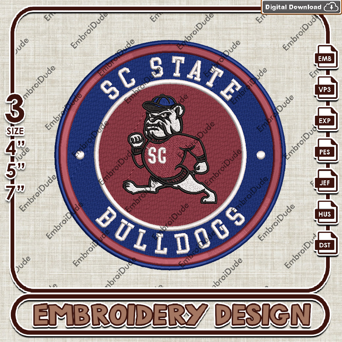 NCAA Logo Embroidery Files, NCAA SCSU , South Carolina State - Inspire ...