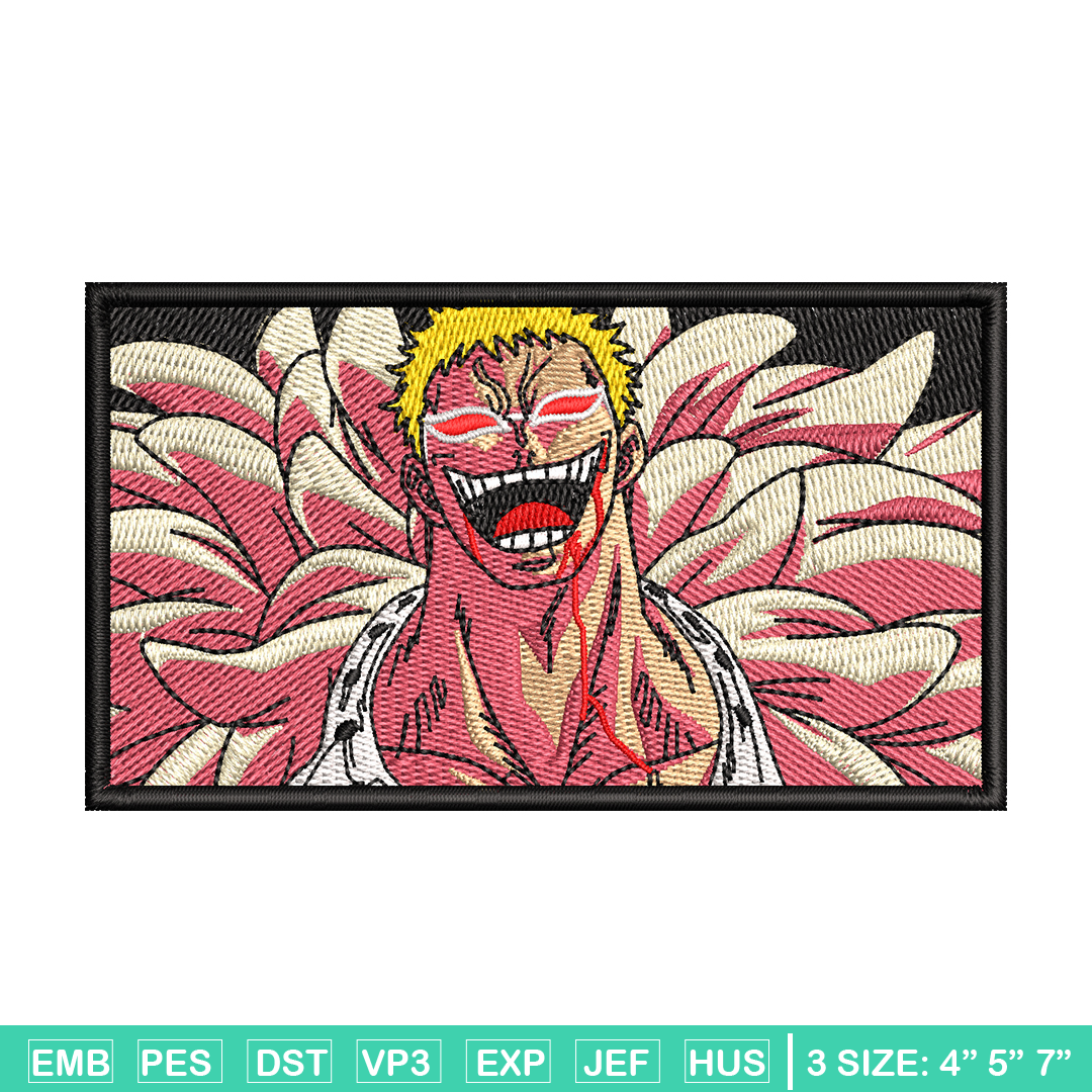 Doflamingo laugh embroidery design, One Piece embroidery, an | Inspire ...