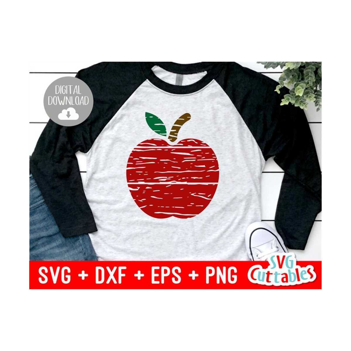 Distressed Apple SVG - Teacher Cut File - svg - eps - dxf - | Inspire ...