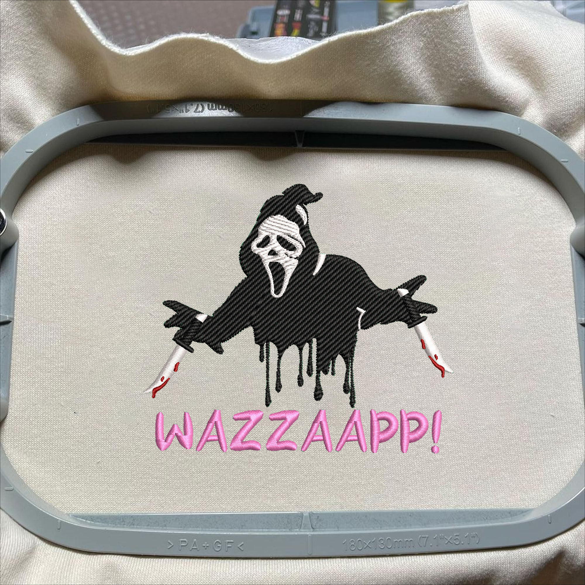 Face Ghost Embroidery Design, Scream Face Ghost Halloween Ho | Inspire ...