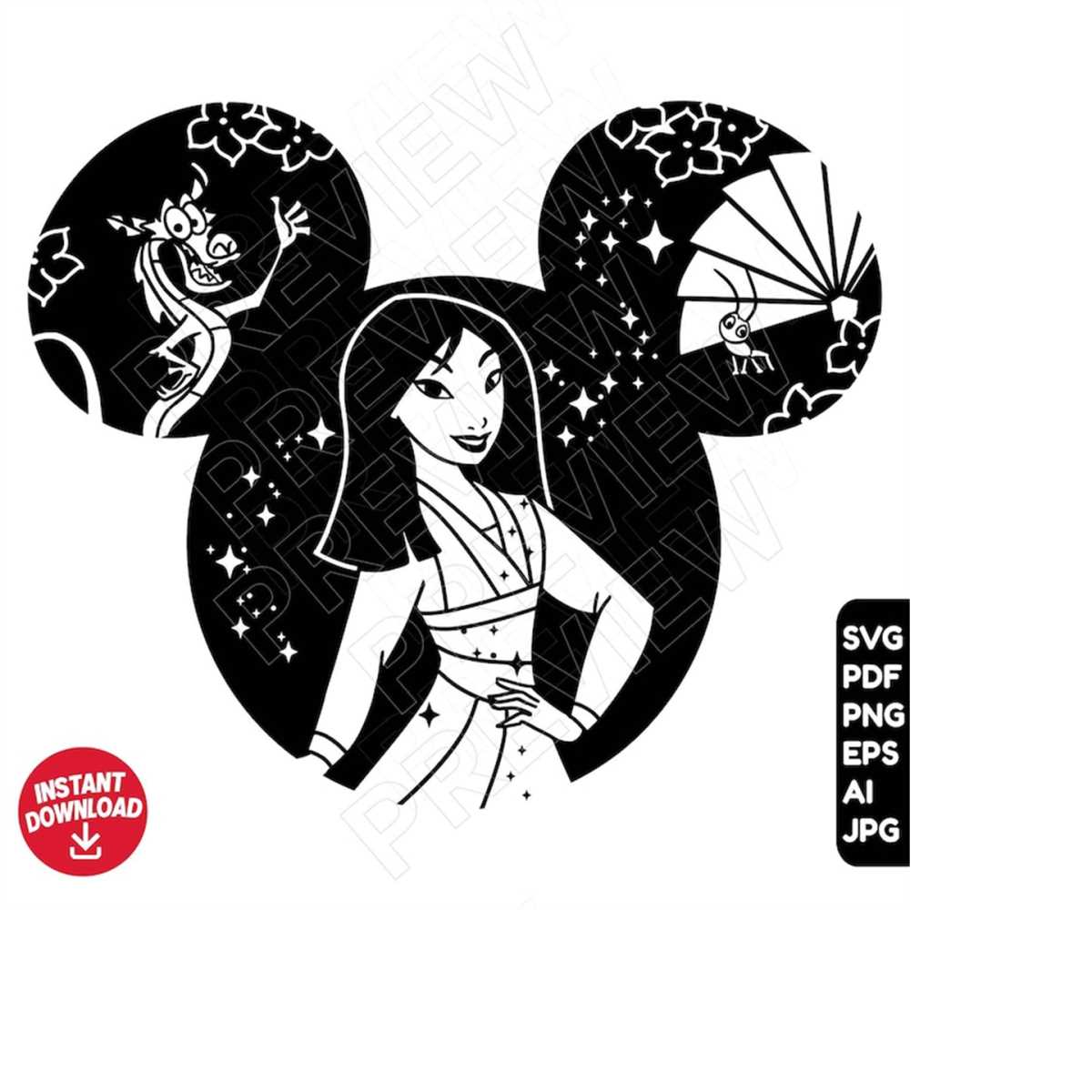 Mulan SVG princess Disneylandd ears clipart vector file ouli - Inspire ...
