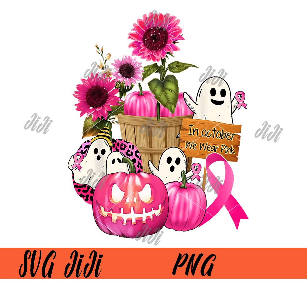 Ghosts Pink Ribbon Pumpkins PNG, Breast Cancer Awareness PNG - Inspire ...