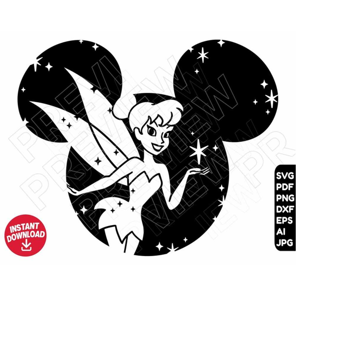 Tinkerbell SVG Fairy magic dxf png clipart , vector cut file - Inspire ...