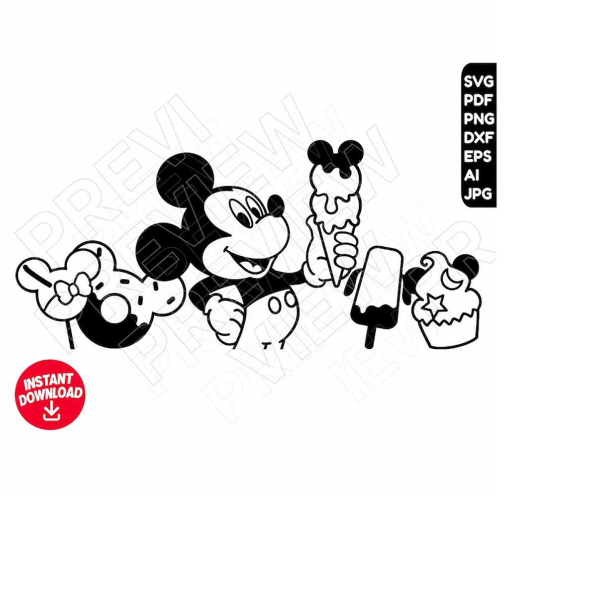 Mickey SVG snacks svg png dxf clipart , cut file outline sil - Inspire ...