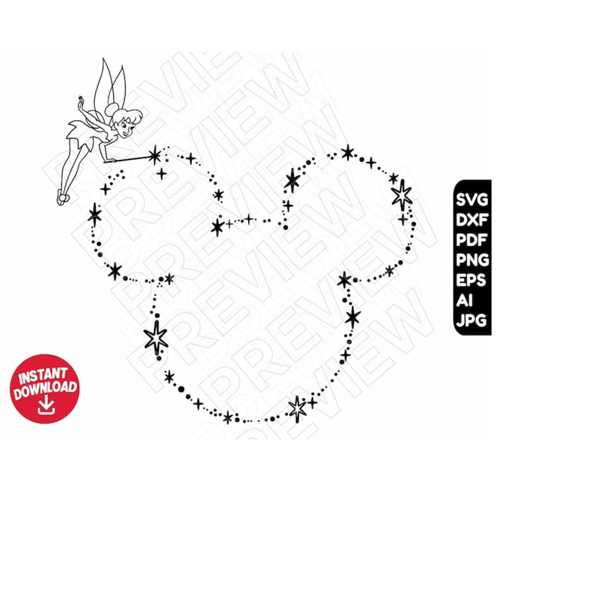 Tinker Bell SVG disneyland ears magic , cut file outline sil - Inspire ...