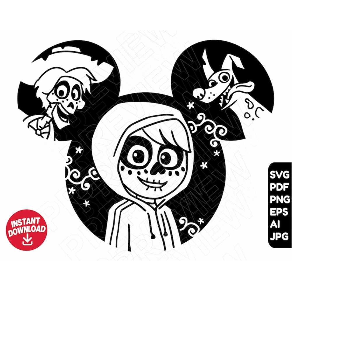 Coco SVG png clipart silhouette cut file , disneyland ears s - Inspire ...