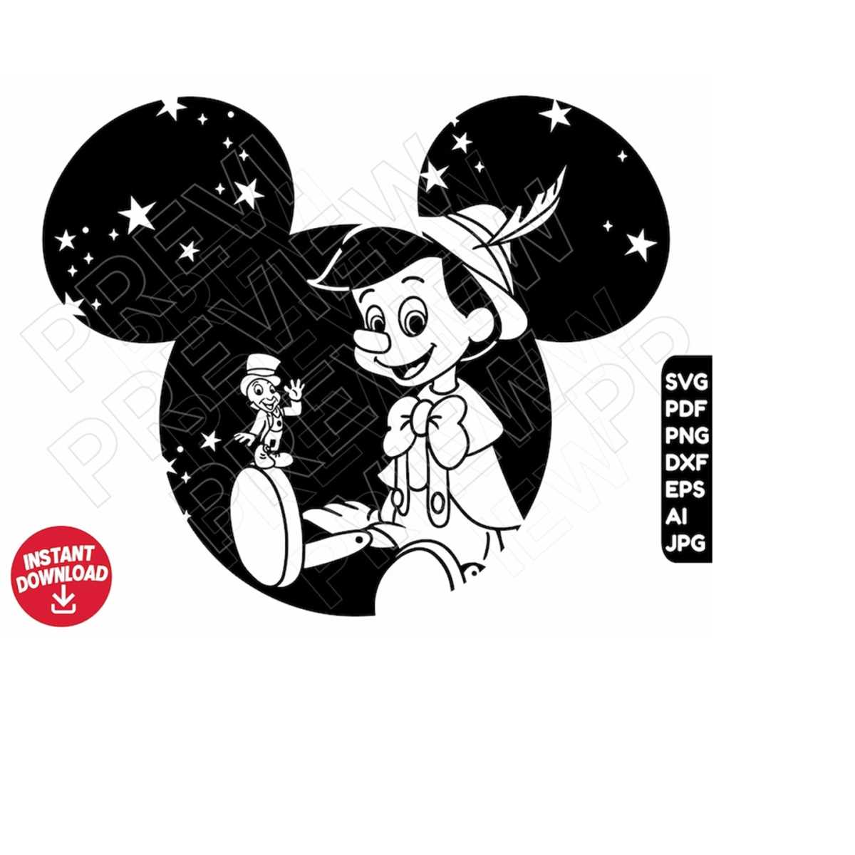 Pinocchio SVG ears png dxf clipart , cut file outline silhou - Inspire ...