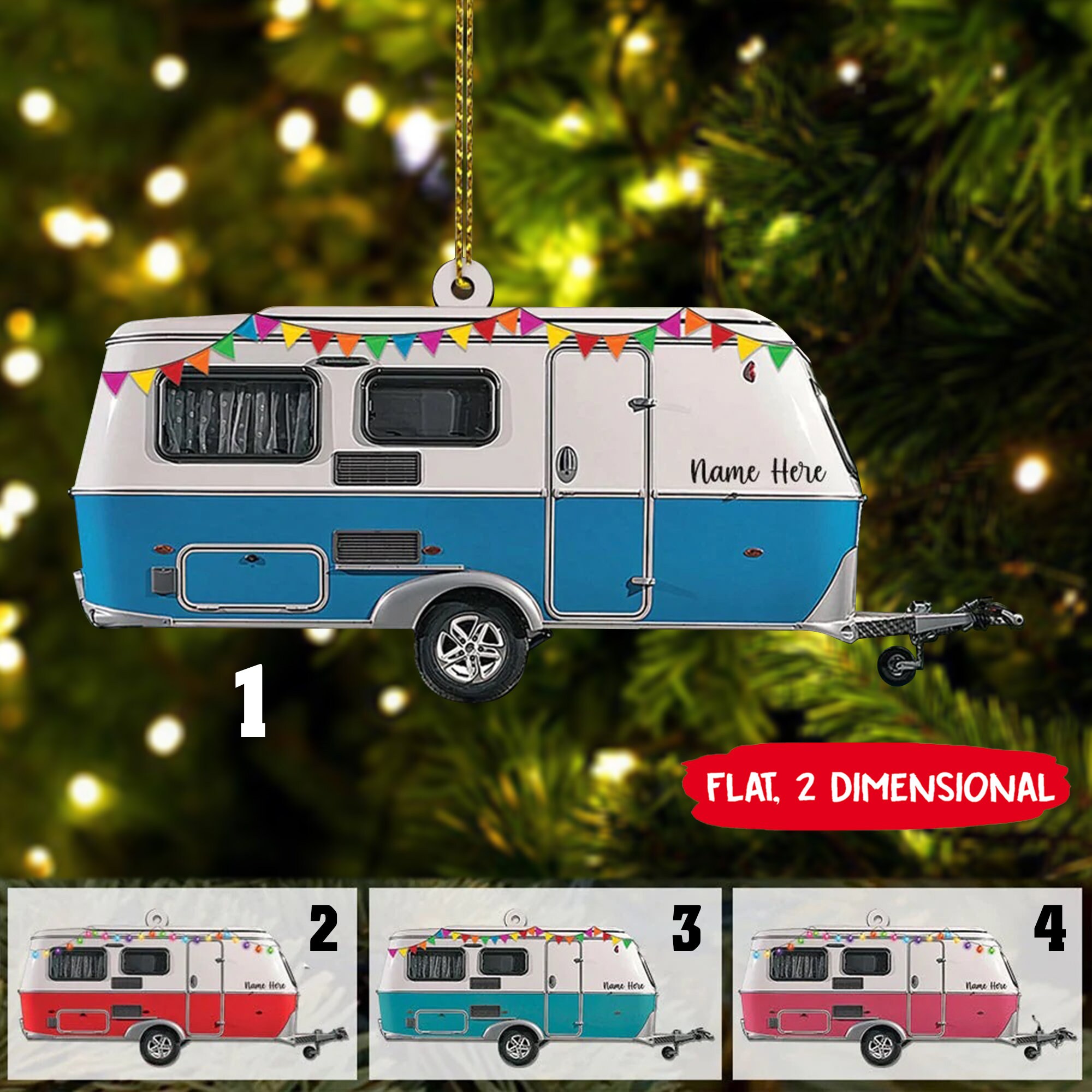 Camper 2D Christmas Ornament, Camping Christmas Gift - Inspire Uplift