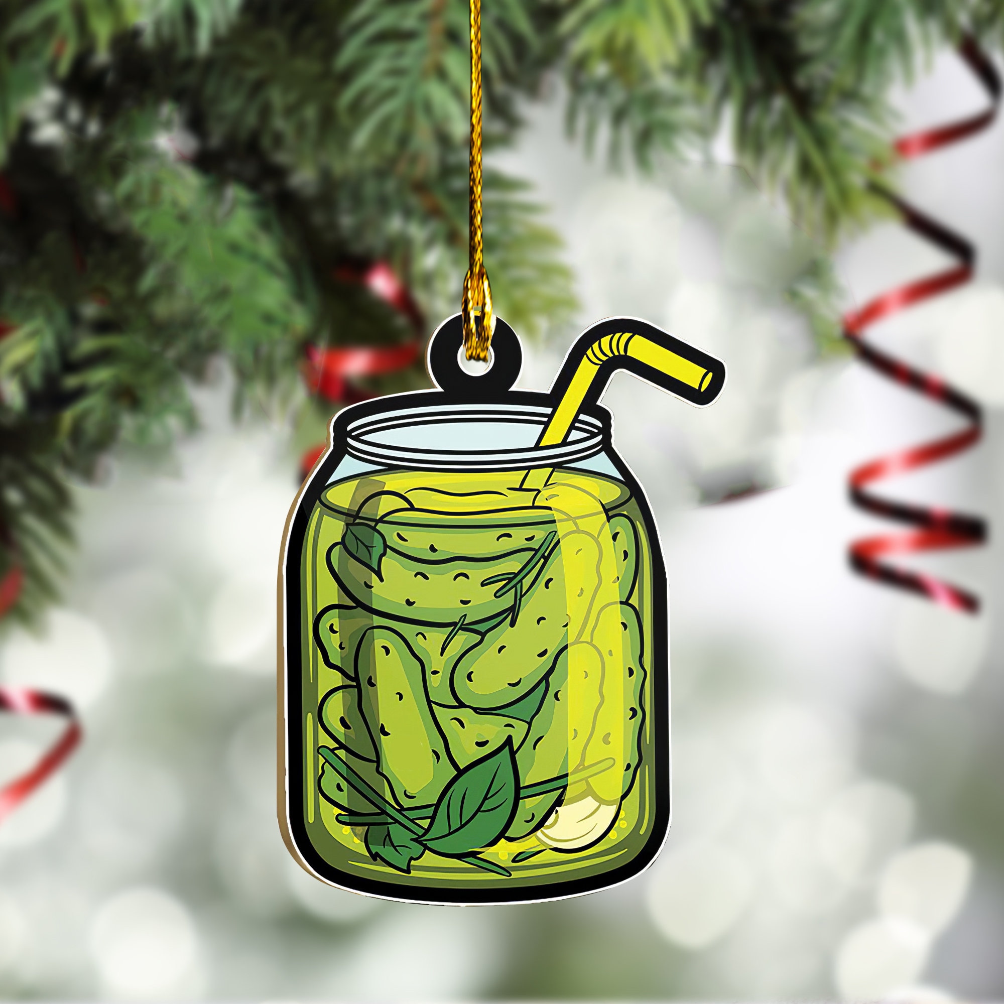 Jar Of Pickles Ornament, Pickle Christmas Ornament - Inspire Uplift