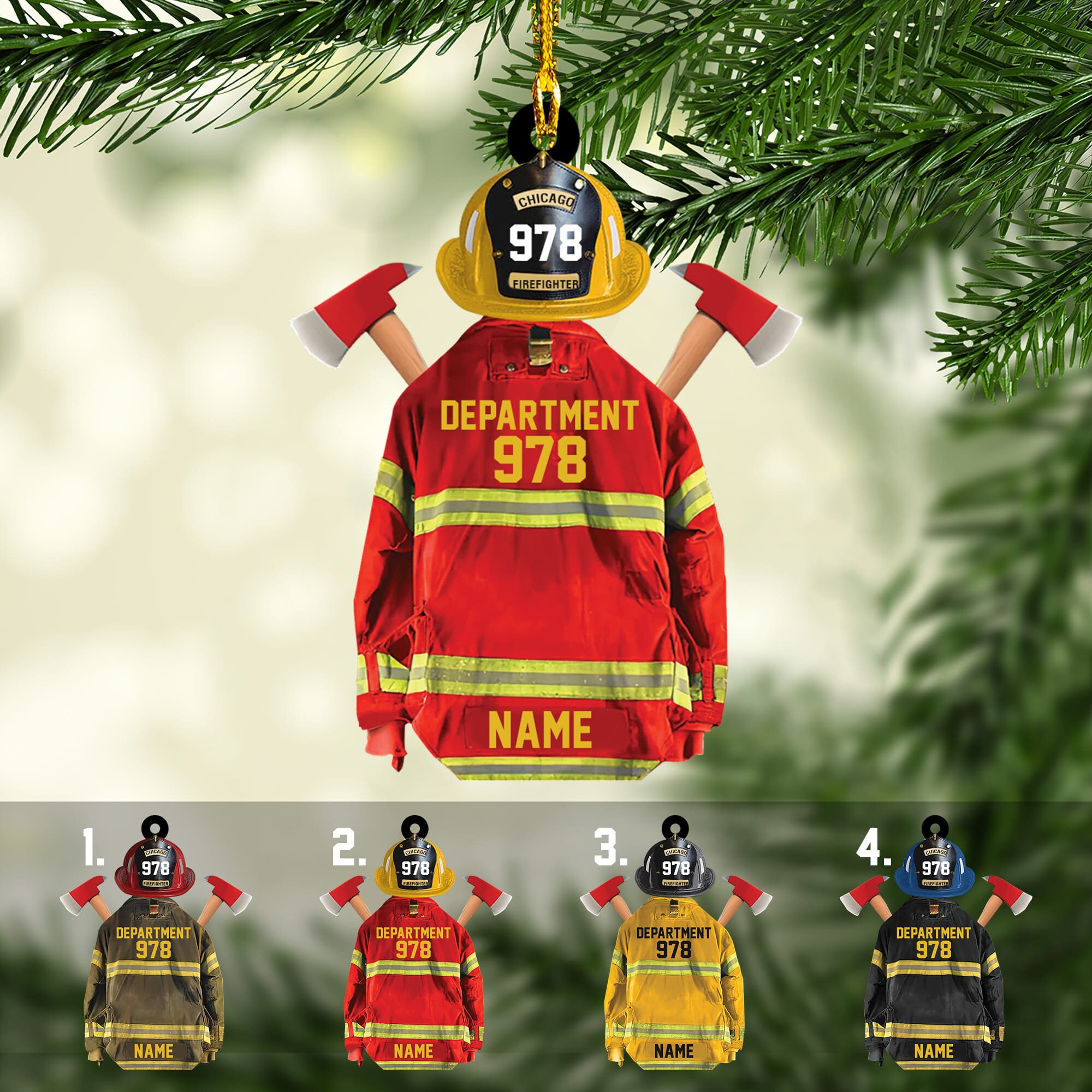 Personalized Christmas Firefighter Armor Ornament, Fireman U | Inspire ...