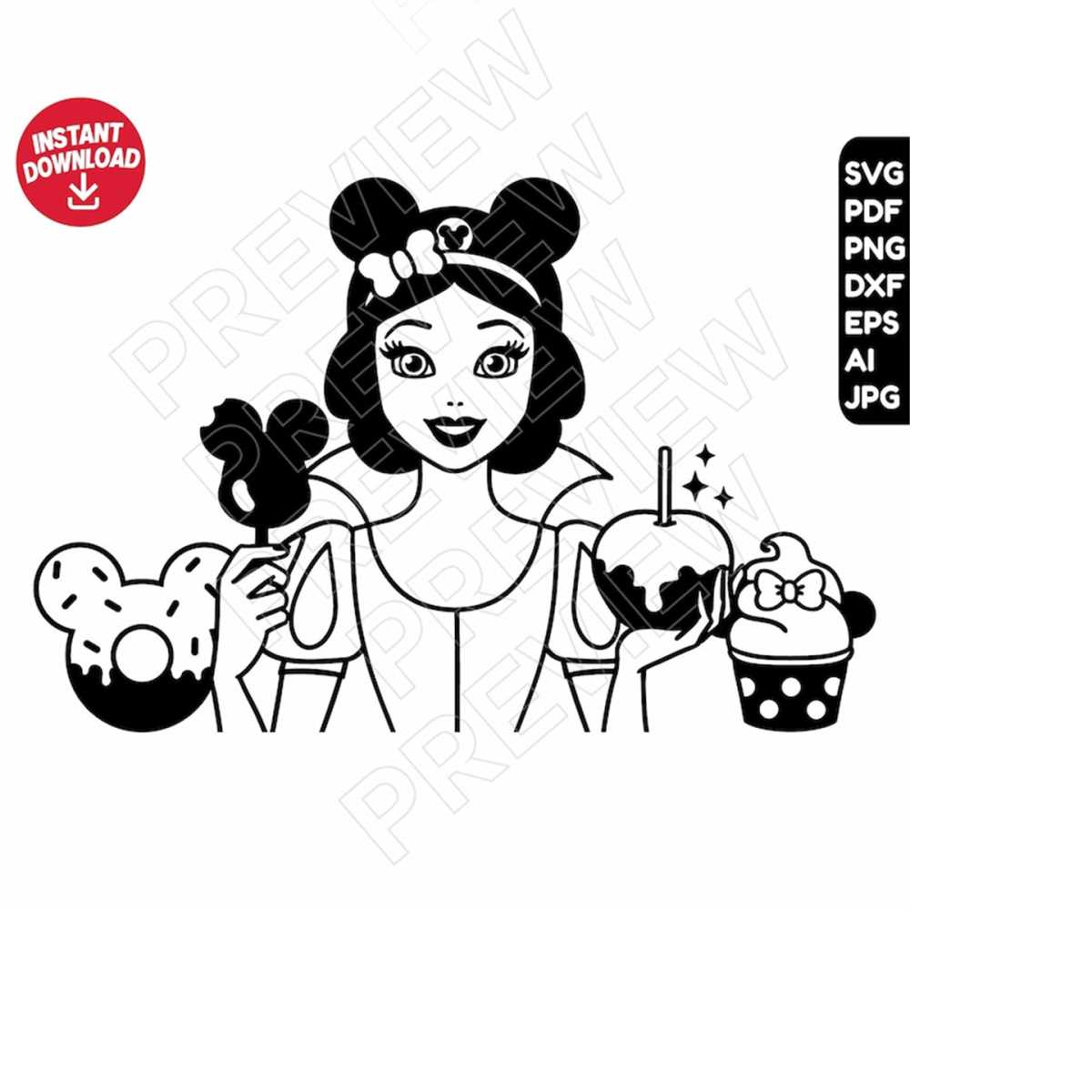 Snow White snacks SVG princess dxf png clipart , cut file ou - Inspire ...
