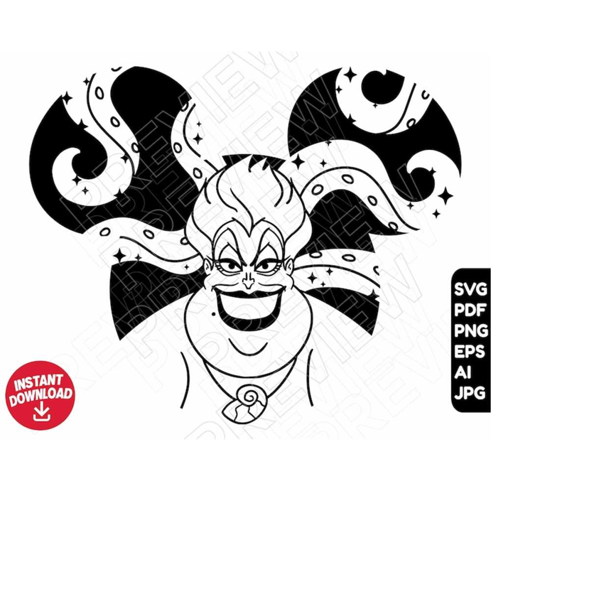 Ursula SVG png clipart , the little mermaid disneyland villa - Inspire ...