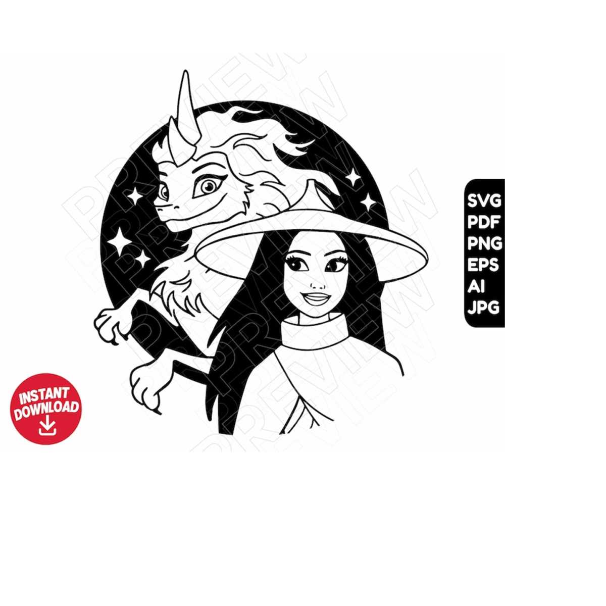 Raya and the last dragon SVG Sisu Raya Princess png clipart - Inspire ...