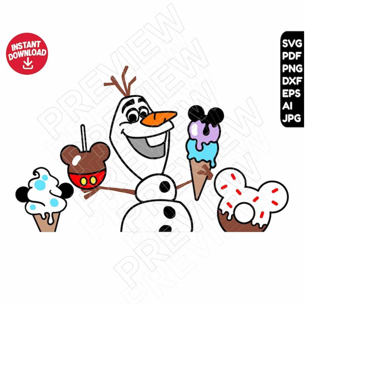Olaf SVG frozen snacks png dxf clipart , cut file layered by - Inspire ...