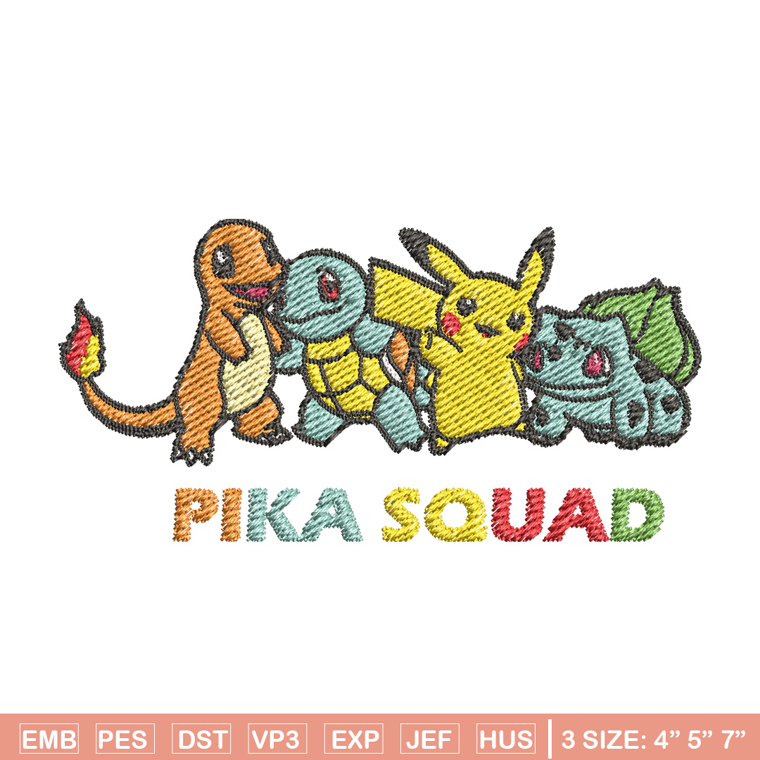Pika squad embroidery design, Pokemon embroidery, Anime desi | Inspire ...