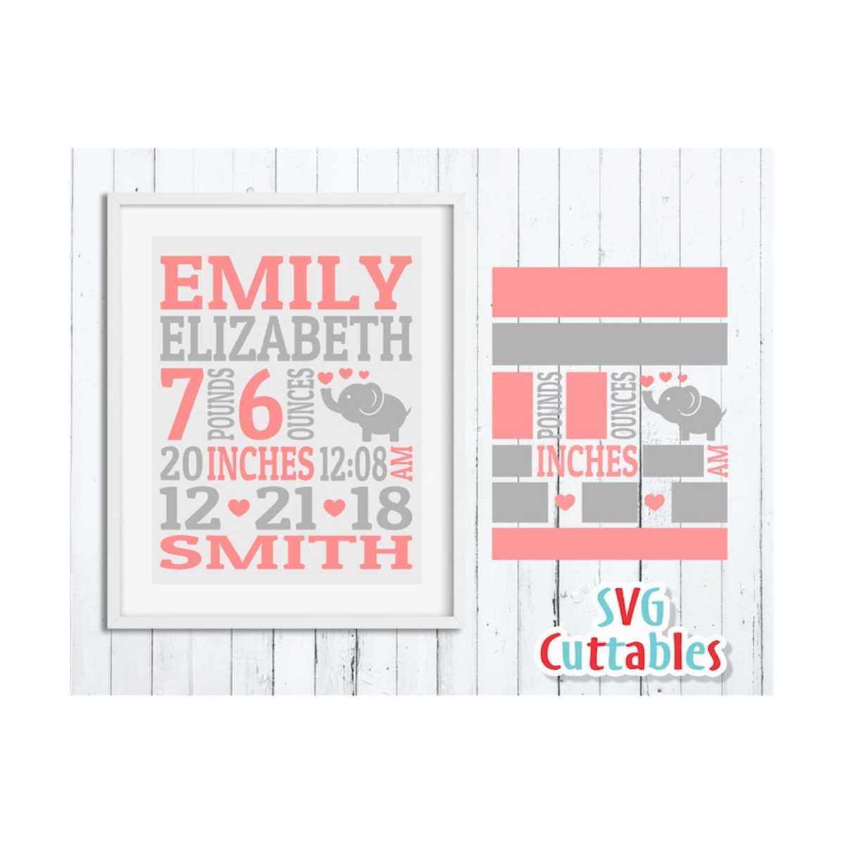 Baby Birth Announcement SVG - DXF - EPS - Baby Stats - Metri | Inspire ...