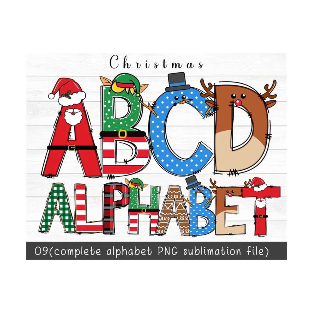 Christmas Doodle Font Bundle, Christmas Alphabet, Funny Chri | Inspire ...