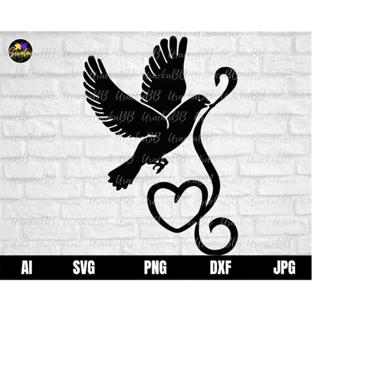 Flying Pigeon with Heart Svg, Love Dove Svg, Pigeon Svg, Pea | Inspire ...
