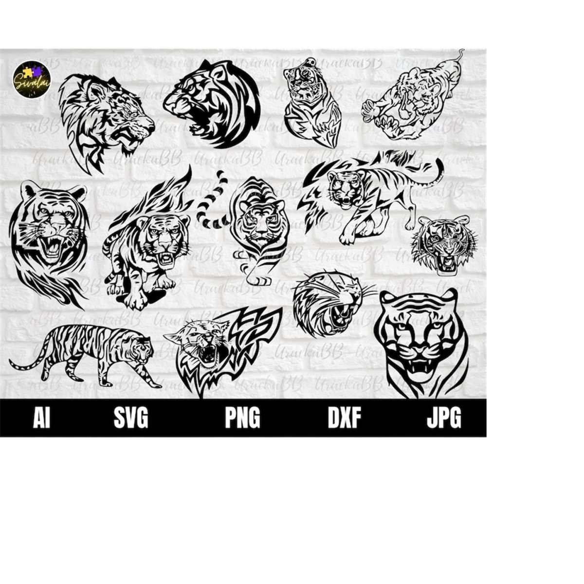 Tiger svg bundle, tiger head svg, fierce tiger, tiger silhou - Inspire ...