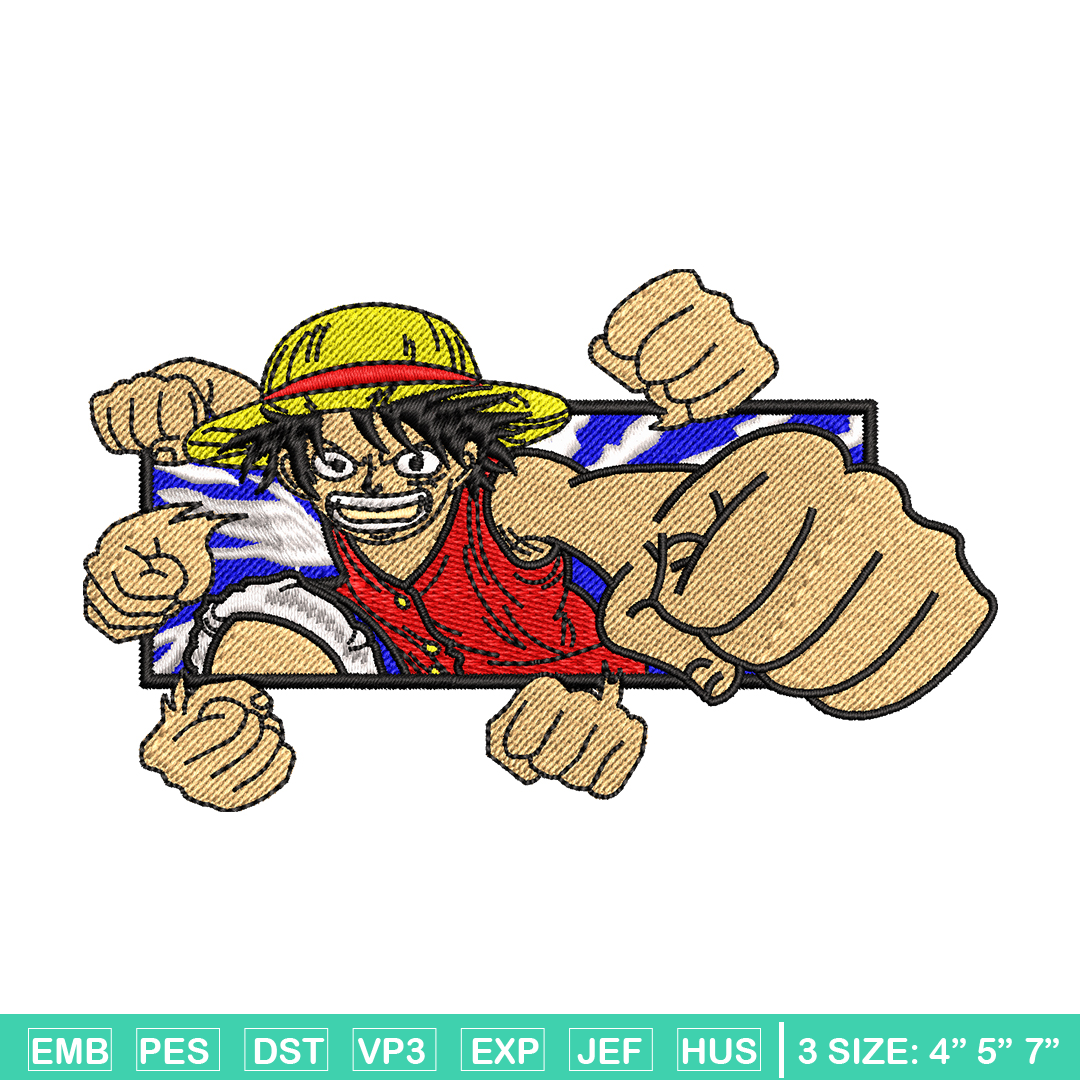 Luffy Punch embroidery design, One Piece embroidery, embroid | Inspire ...