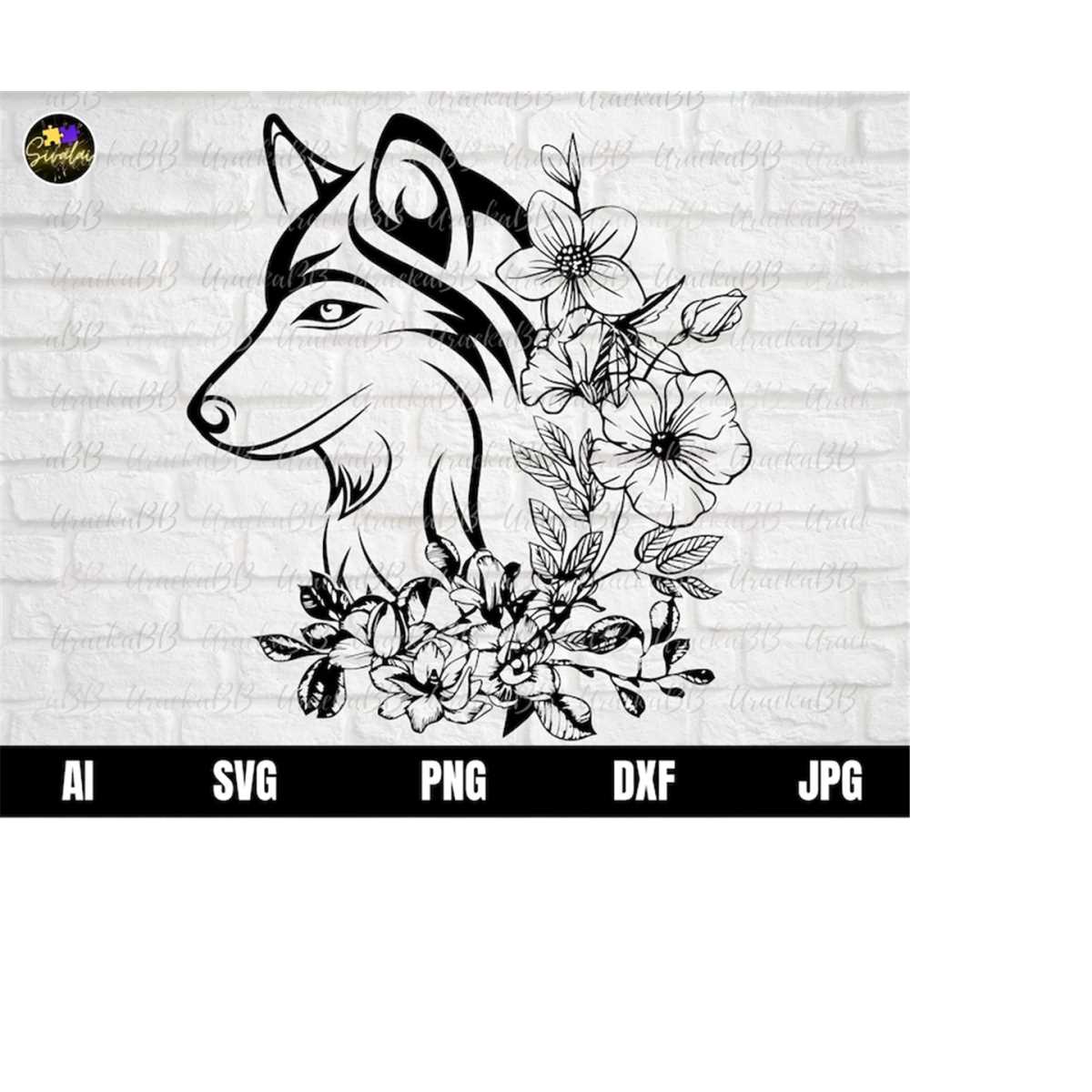 Floral Wolf svg, Wolf svg, Wolf With Flower svg, Wolf Head s | Inspire ...