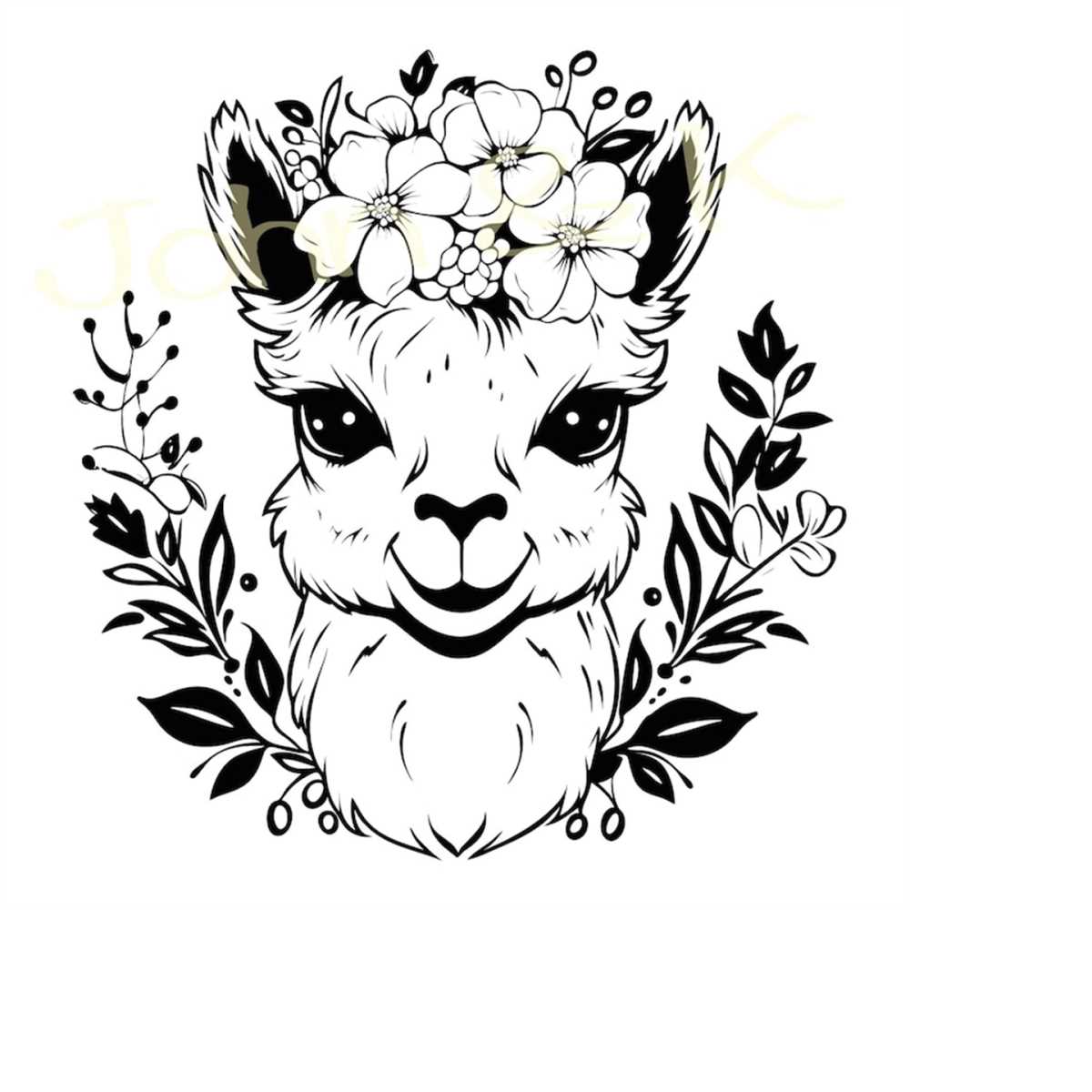 Alpaca Svg, Cute Alpaca with flowers Svg, Cute Alpaca svg, N - Inspire ...