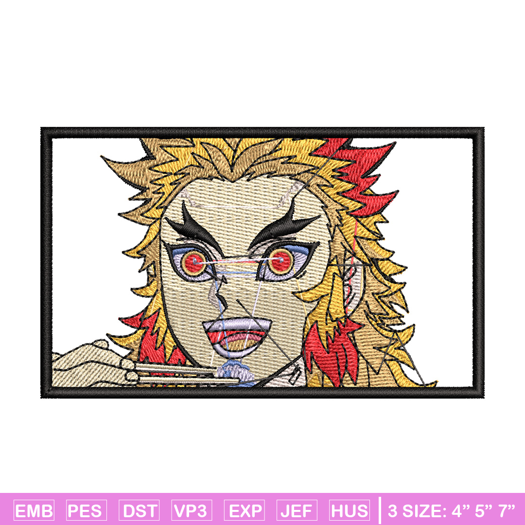 Rengoku rectangle embroidery design, Rengoku embroidery, Emb | Inspire ...