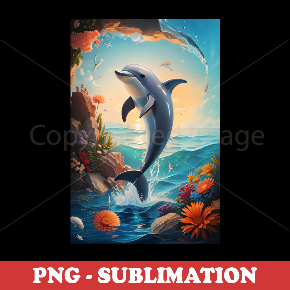 Dolphin Sublimation PNG - Vibrant Ocean Blue Designs for Eff | Inspire ...