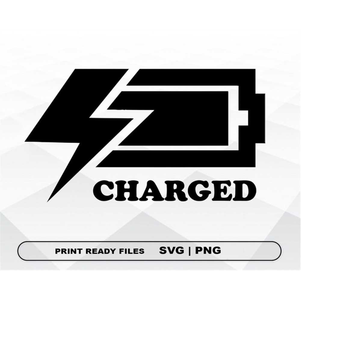 Charge Battery SVG and PNG Files Clipart, Charged Print SVG, - Inspire ...