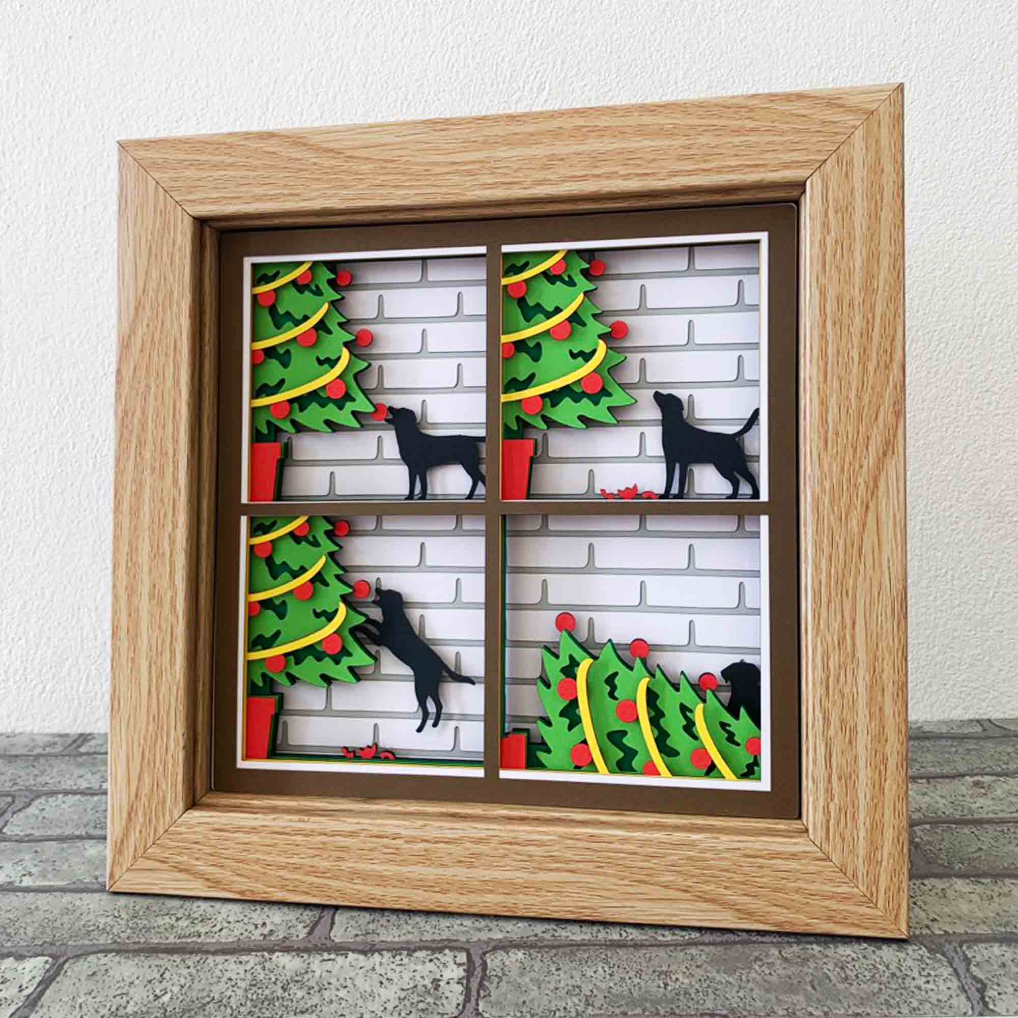 Dog Knock Over Christmas Tree Shadow Box SVG/ Funny Pet Chri - Inspire ...