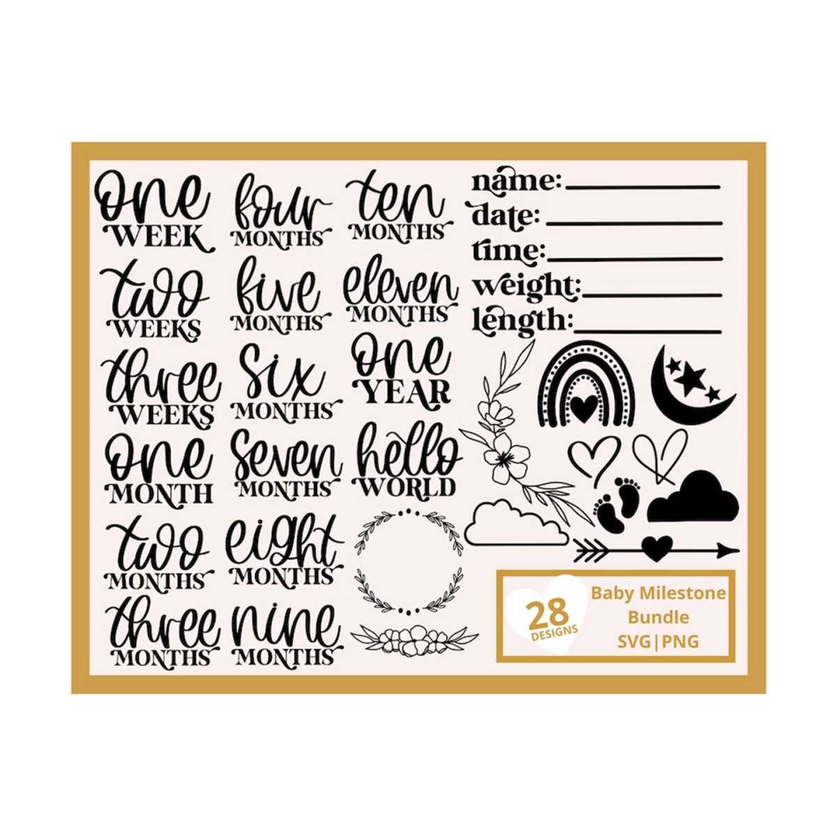 Baby milestones svg, baby monthly milestones svg, hand lette - Inspire ...