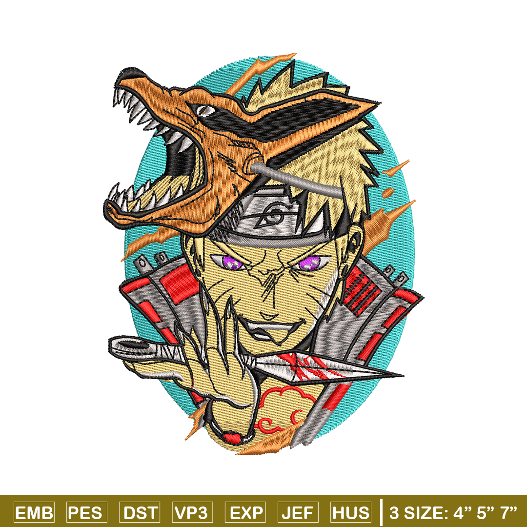 Naruto kurama mask embroidery design, Naruto embroidery, emb - Inspire ...