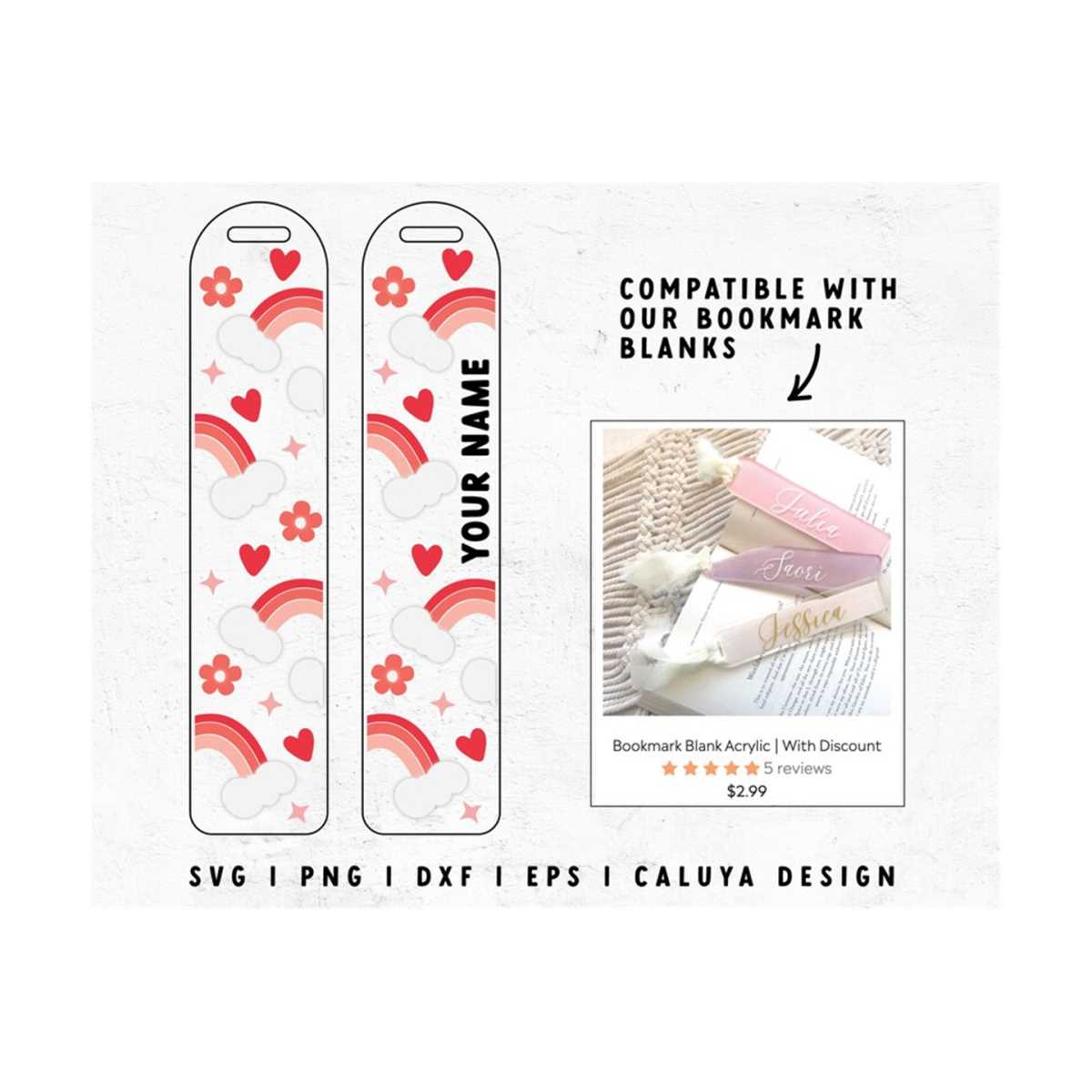 Bookmark Template SVG | DIY Bookmark SVG | Boho Rainbow svg | Inspire ...