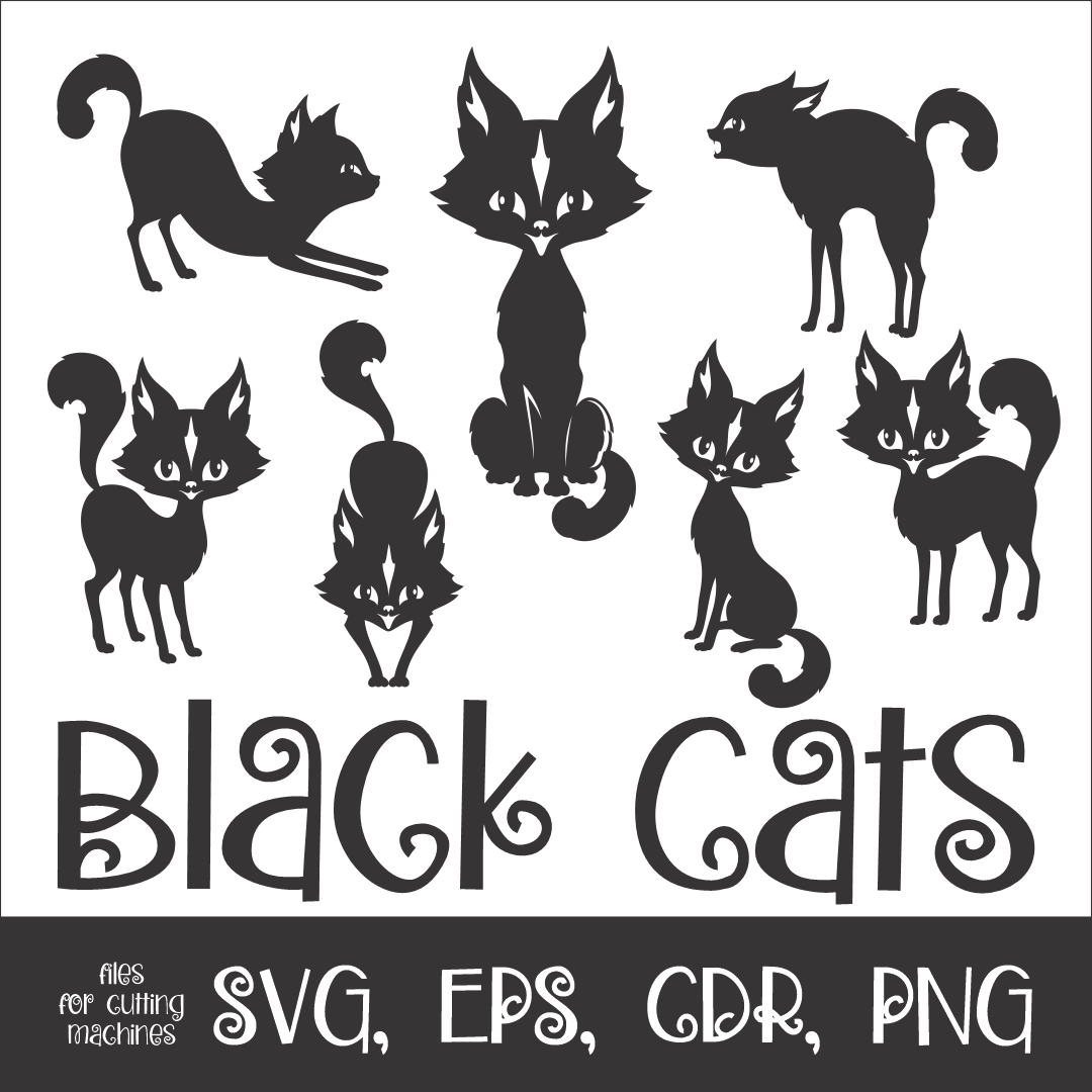 Black Cats Silhouettes | Halloween Clipart | Vector Illustra - Inspire ...