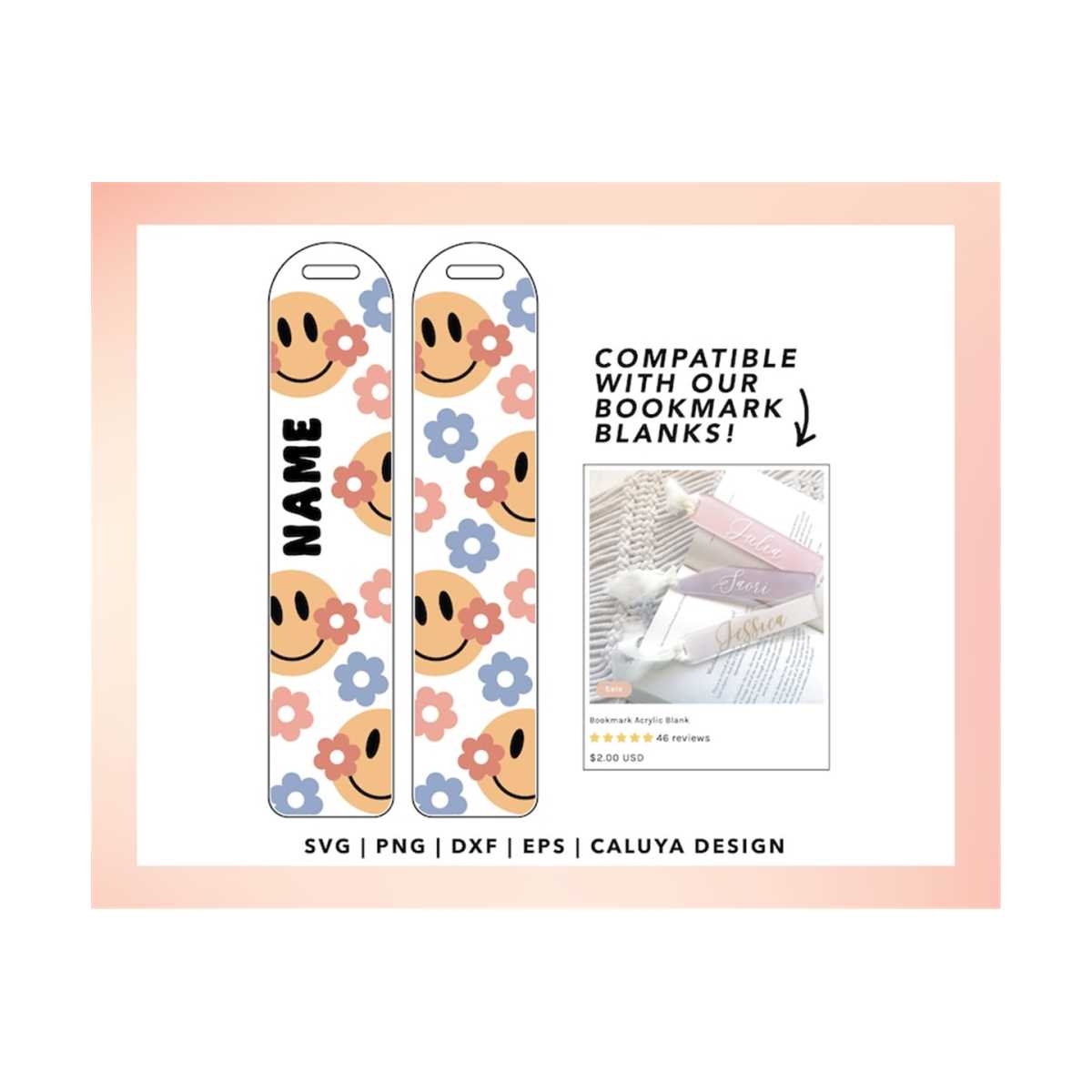 Bookmark SVG | Bookmark Template SVG | Daisy Smiley Face SVG | Inspire ...