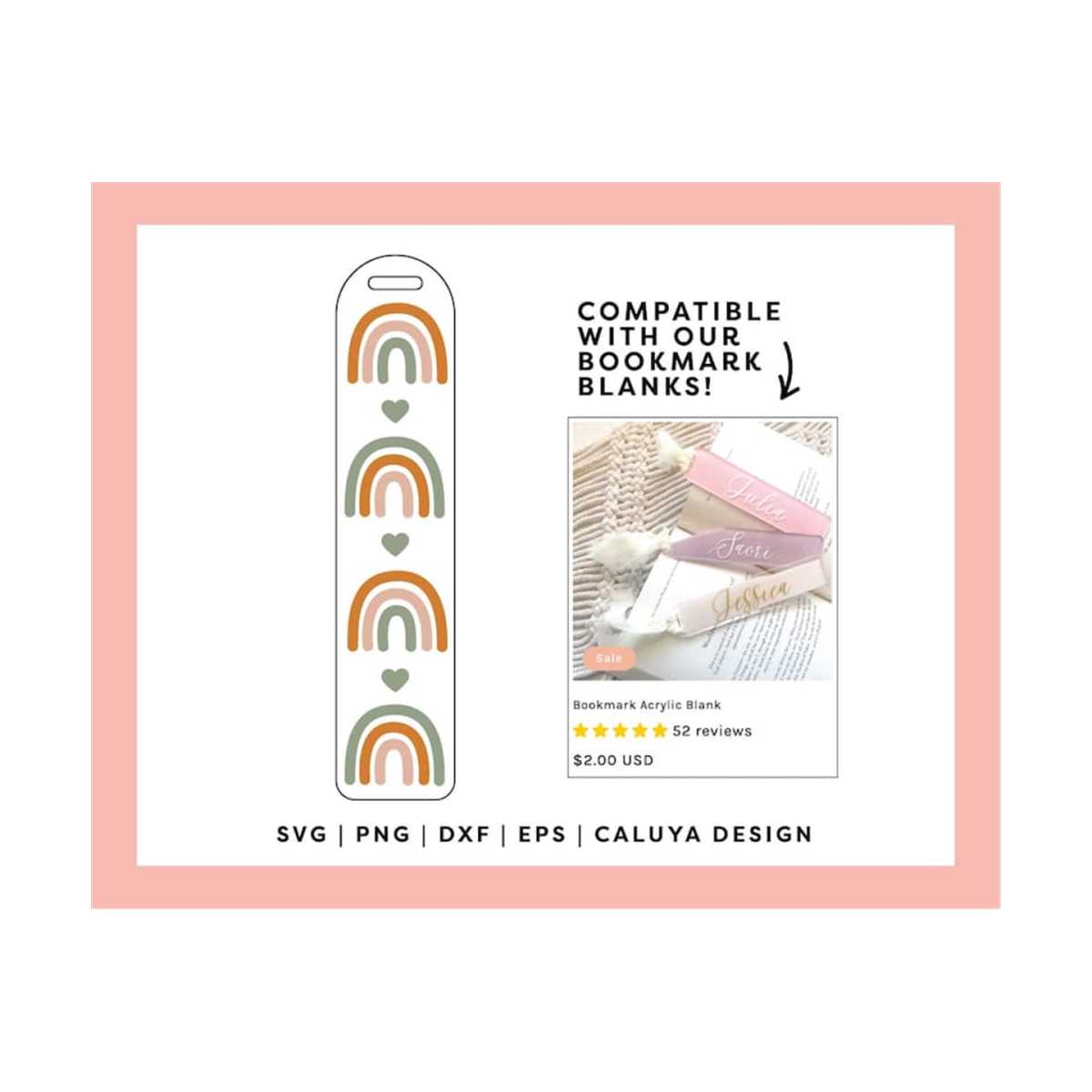 Kids Bookmark Template SVG | Boho Rainbow SVG | DIY Gift for | Inspire ...