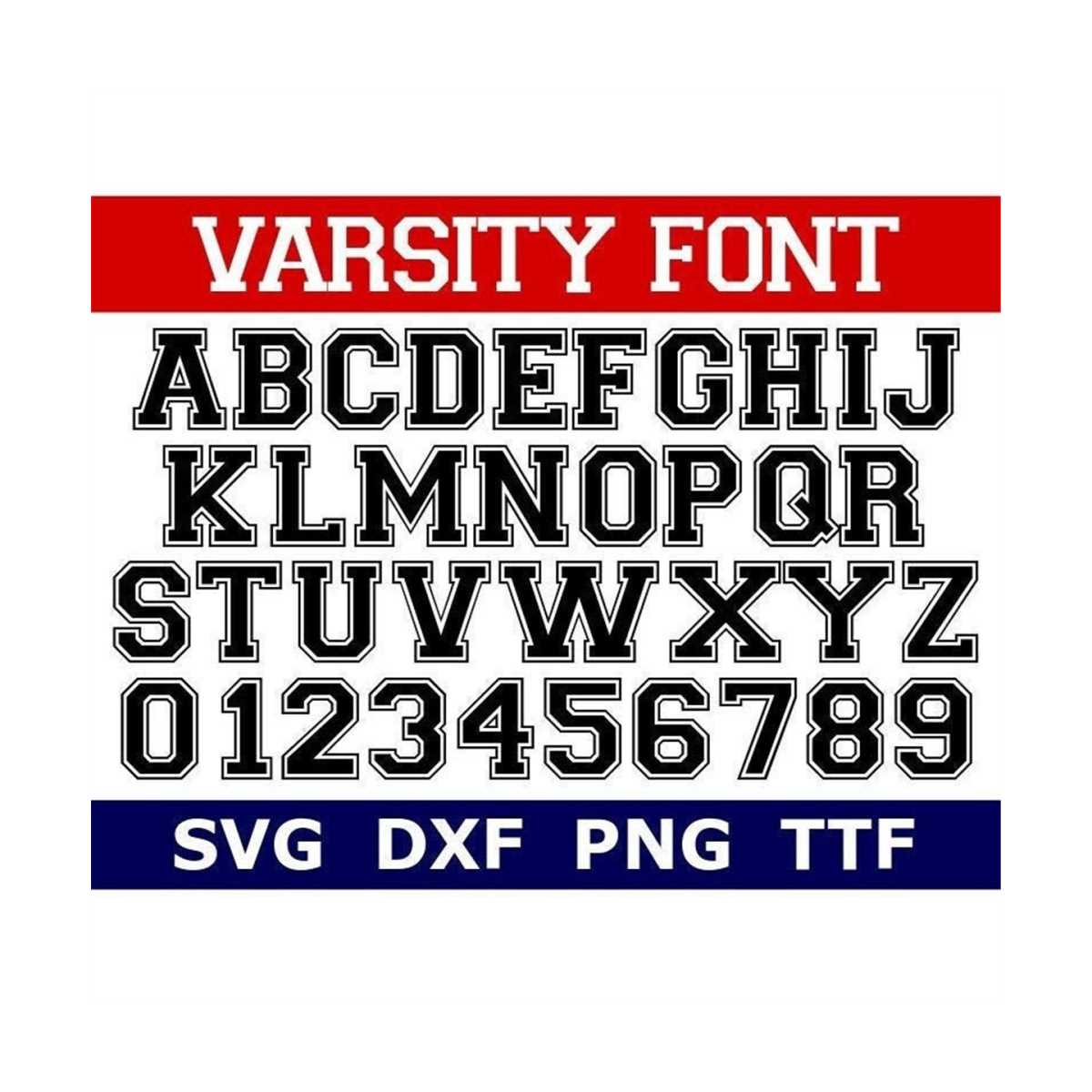 Varsity Font SVG TTF Alphabet, Sports Font, School Font, Di | Inspire ...