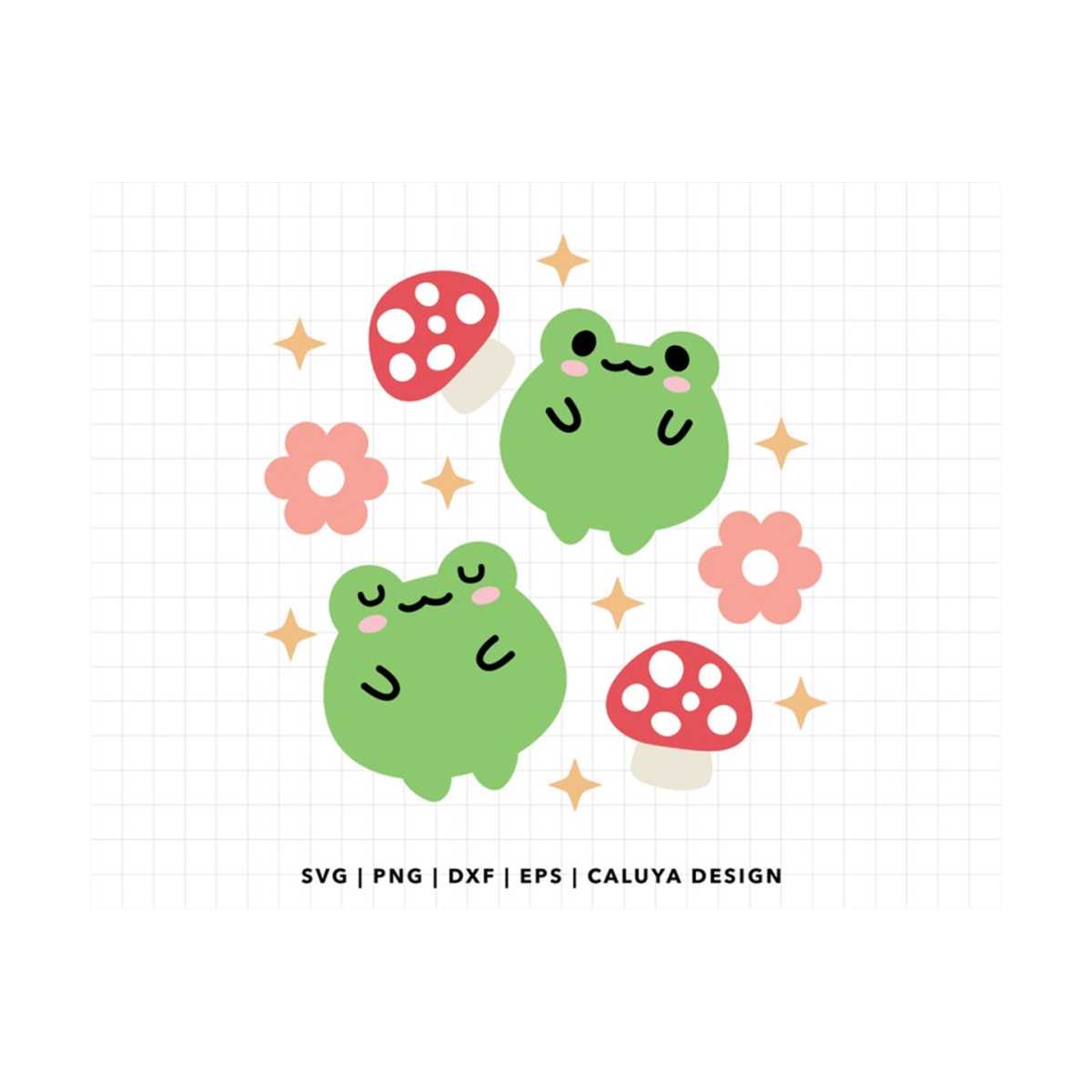 Cute Frog SVG, Kawaii Froggy SVG, frog and mushroom SVG, Fro | Inspire ...