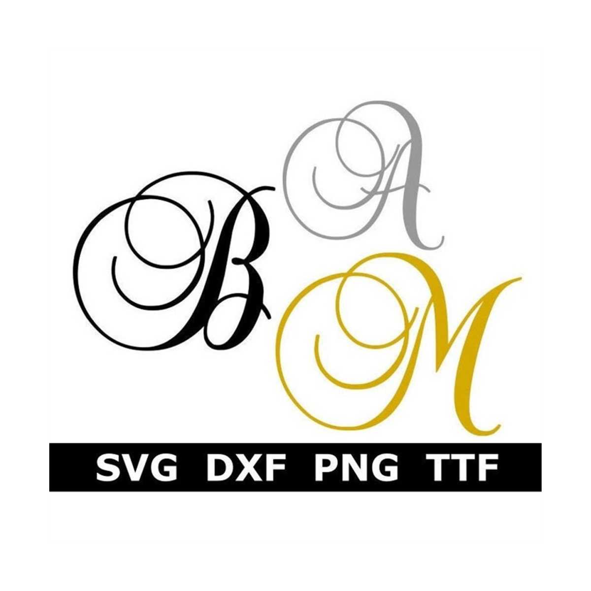 Monogram SVG TTF Alphabet, Fancy Script Monogram Font, Fami | Inspire ...