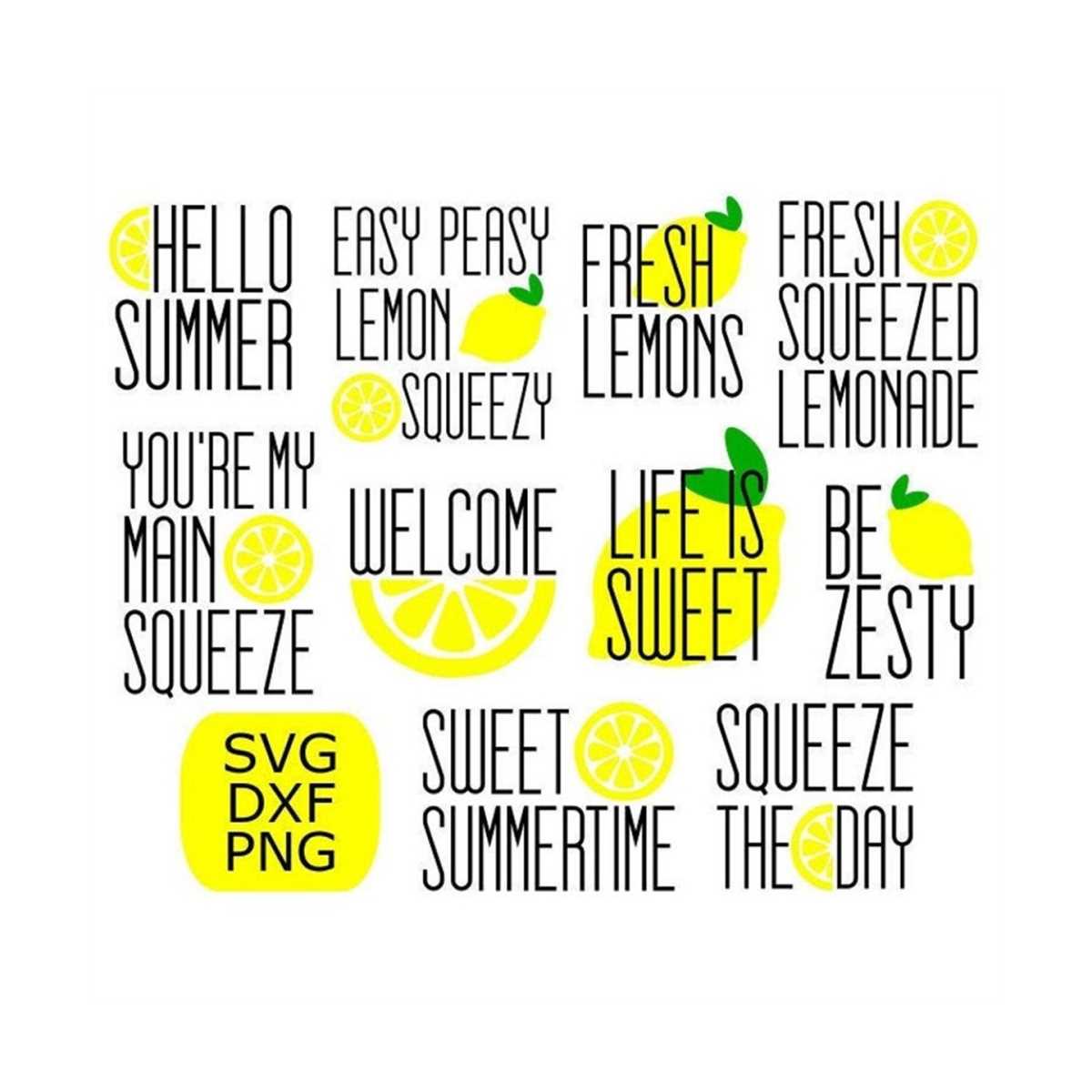 Lemon SVG Bundle, Hello Summer SVG, Lemon Sign SVG, Digital | Inspire ...