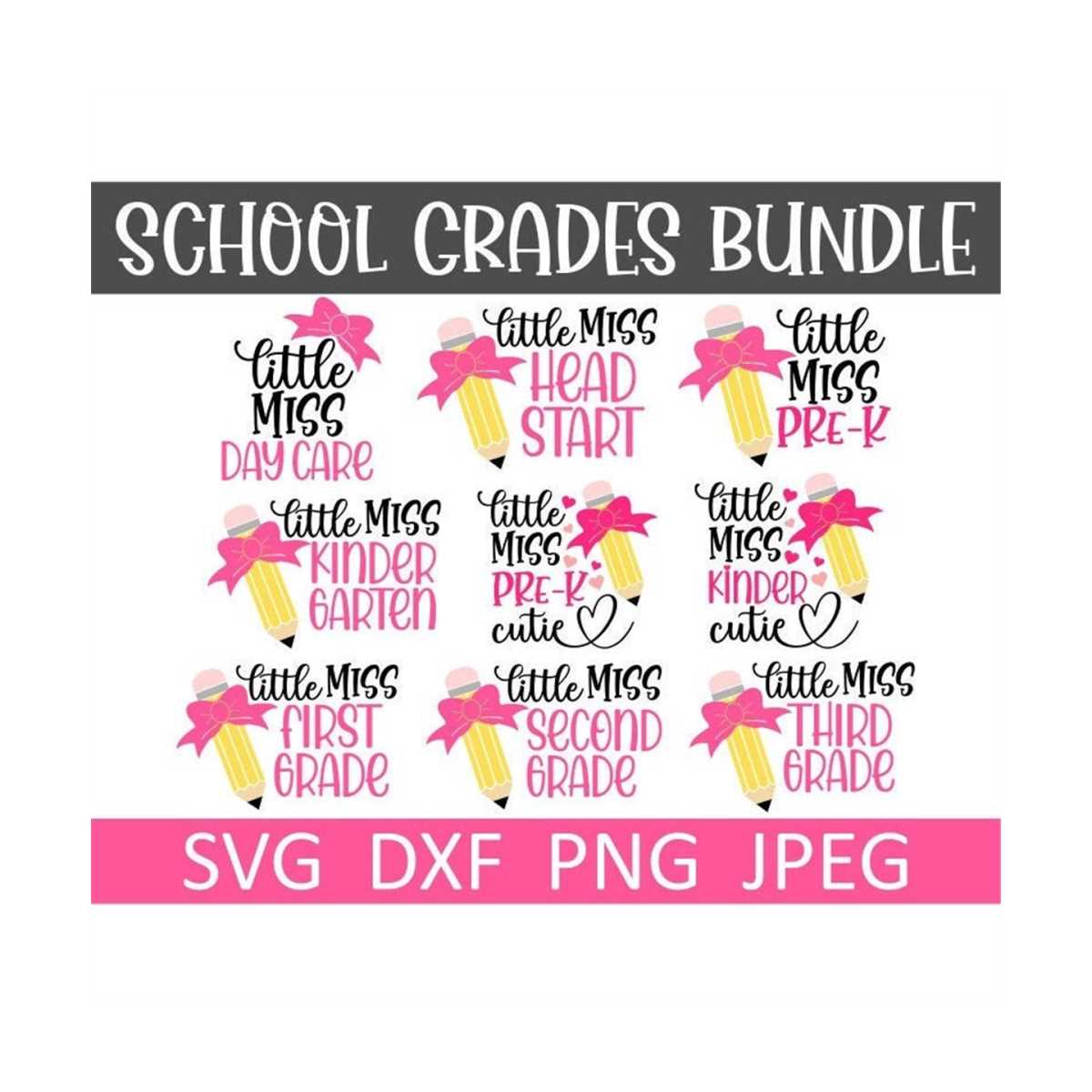 School SVG Bundle, Little Miss Pre-K, Kindergarten, Girl, Di - Inspire ...