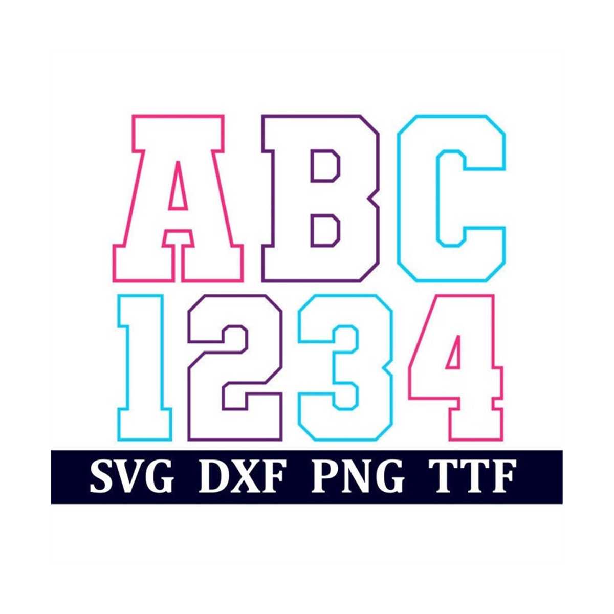 Varsity Outline SVG/DXF/PNG .ttf, Block Letters, School Let - Inspire ...