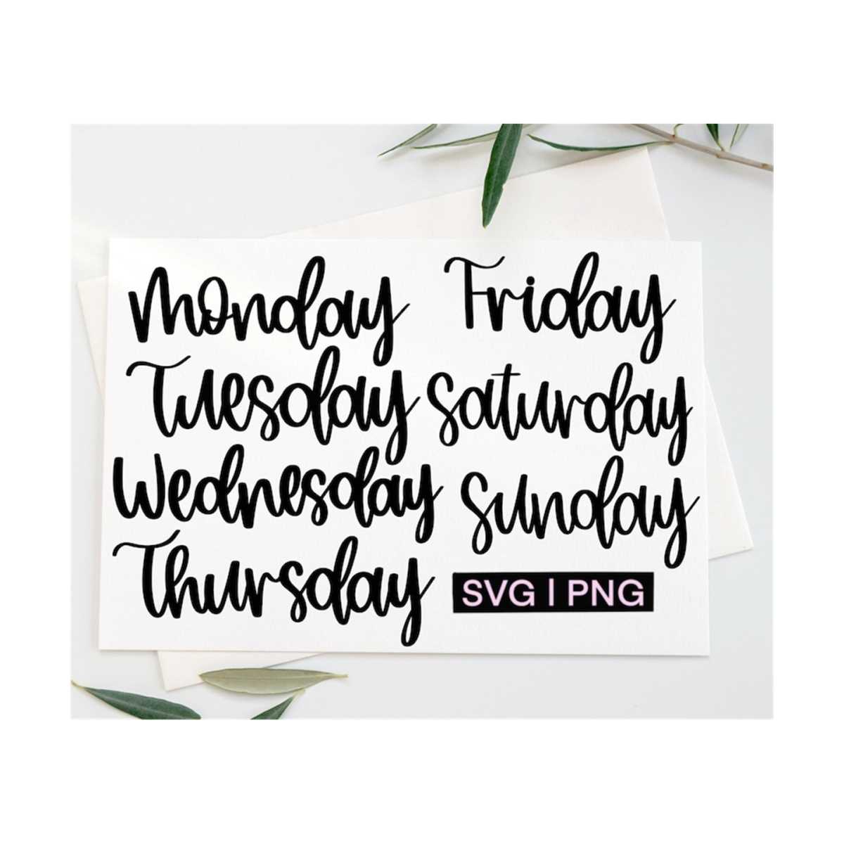 Days of the week svg, week svg, hand lettered svg, calendar | Inspire ...
