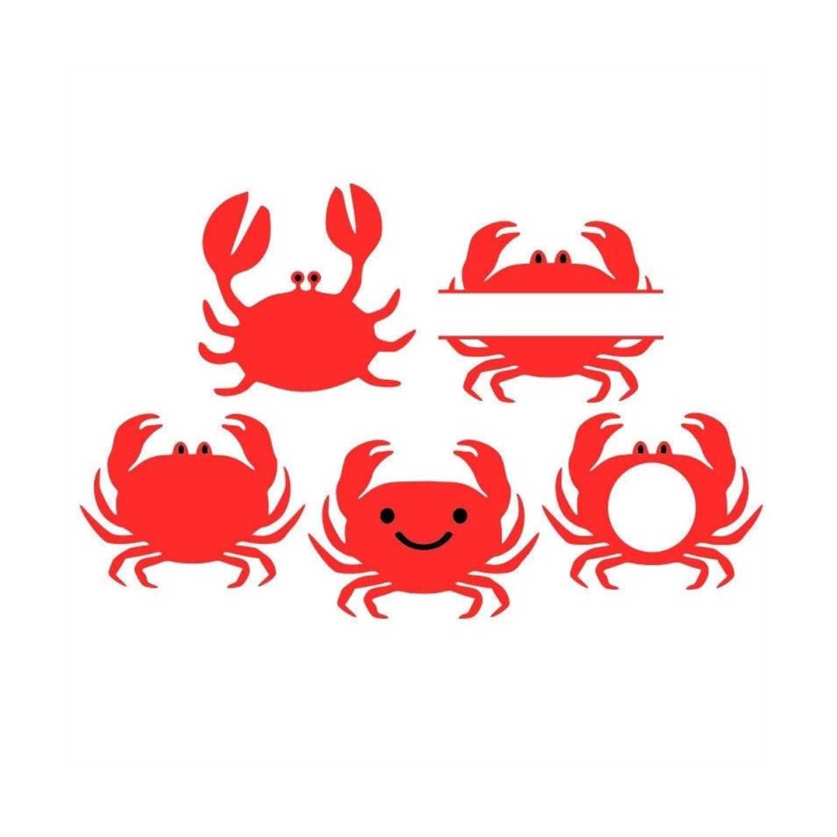 Crab SVG Bundle, Crab Monogram Frame SVG, Beach SVG, Digital | Inspire ...