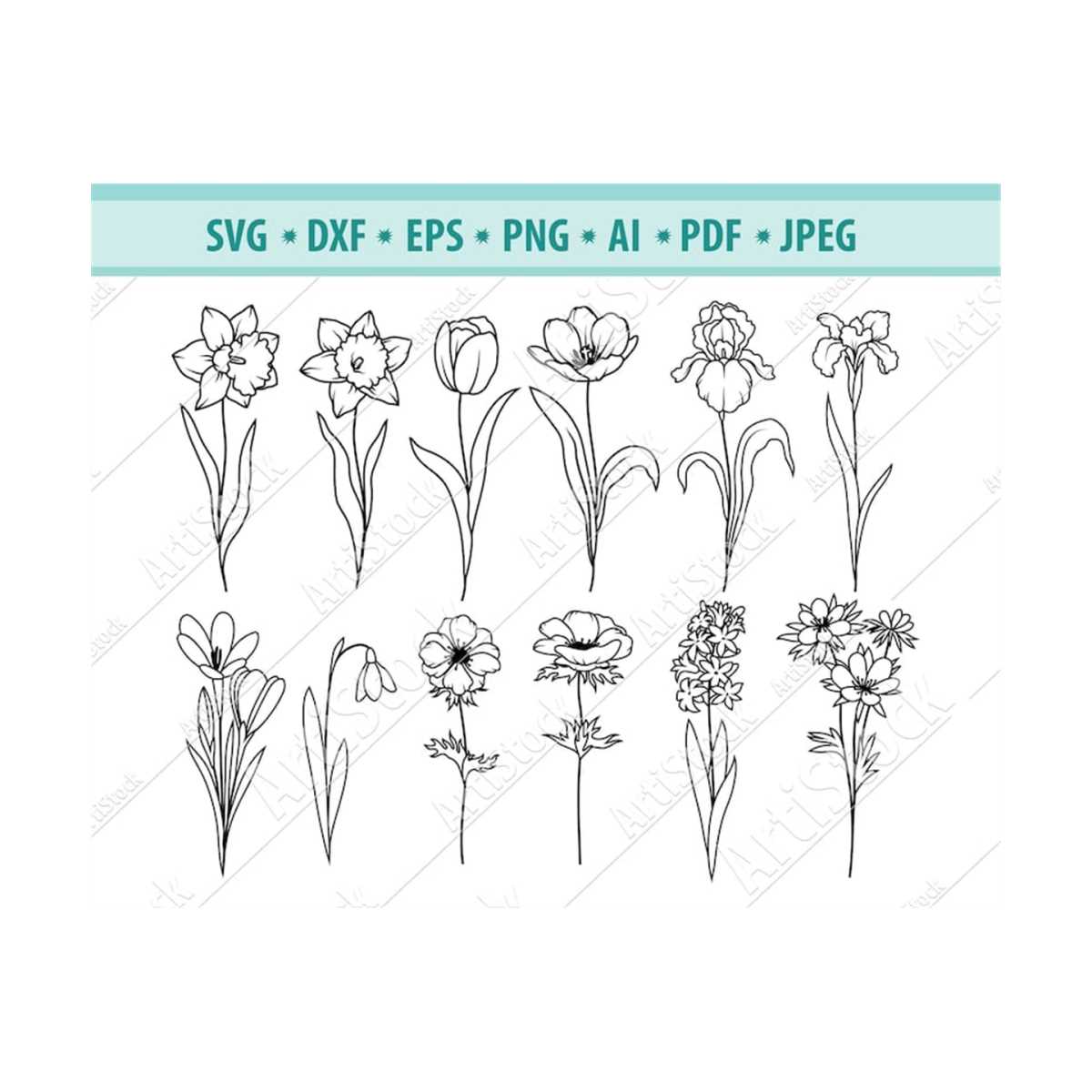 Flower SVG Files, Field flowers Svg, Wildflowers svg, Flower | Inspire Uplift