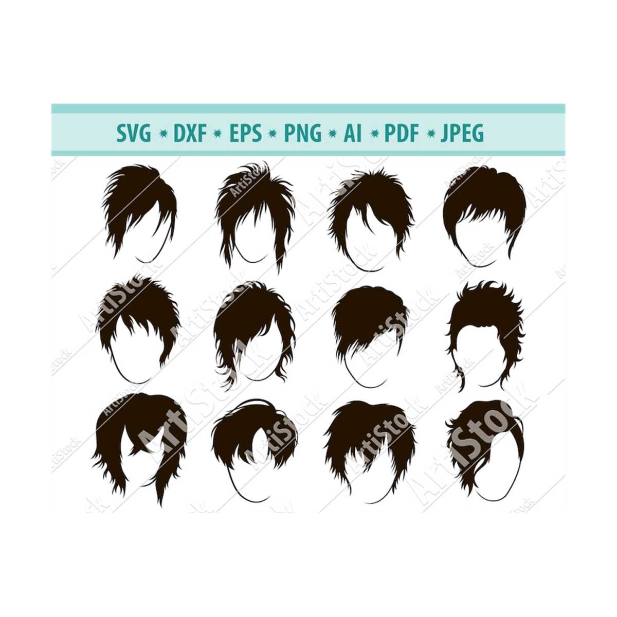 Man hairstyle SVG Bundle, Anime Haircut Svg, Man haircut Sv | Inspire ...