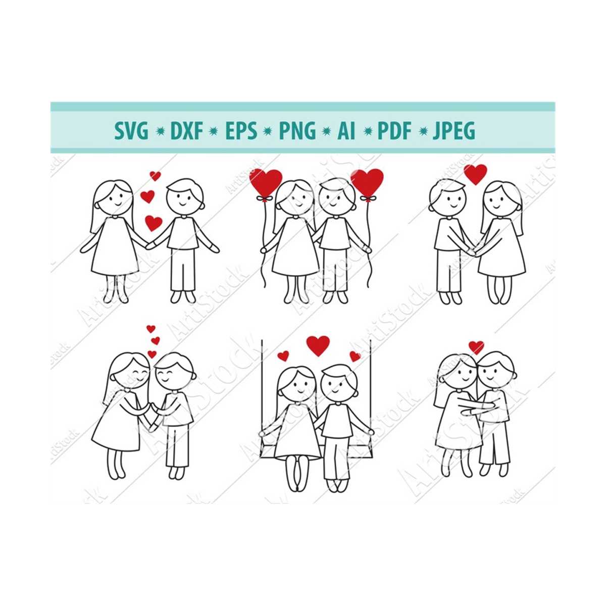 Stickman couple Svg, Valentine day svg, Stick figures Svg, C - Inspire ...