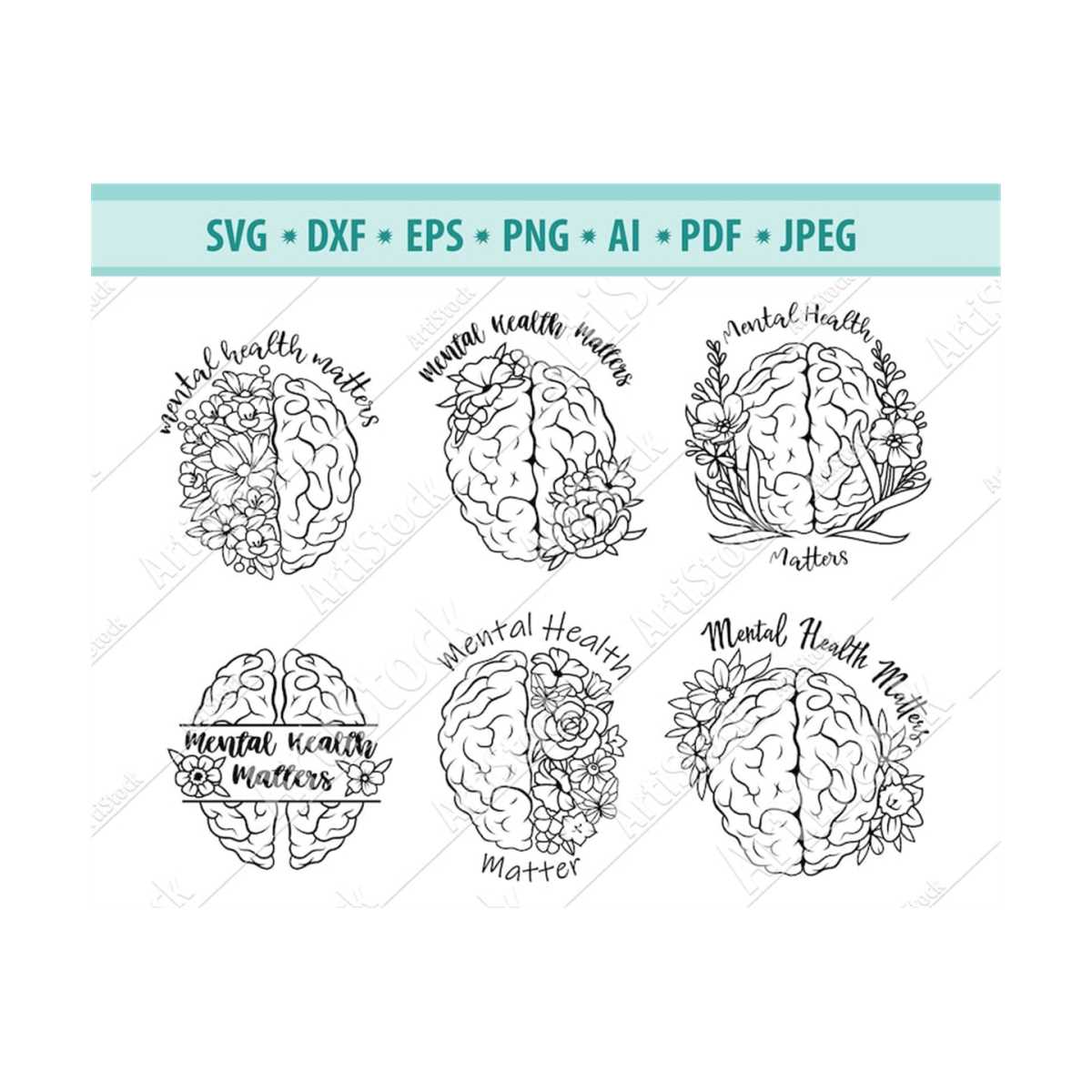 Mental health matters Svg, Floral brain svg, Anatomy Svg, Mi | Inspire ...
